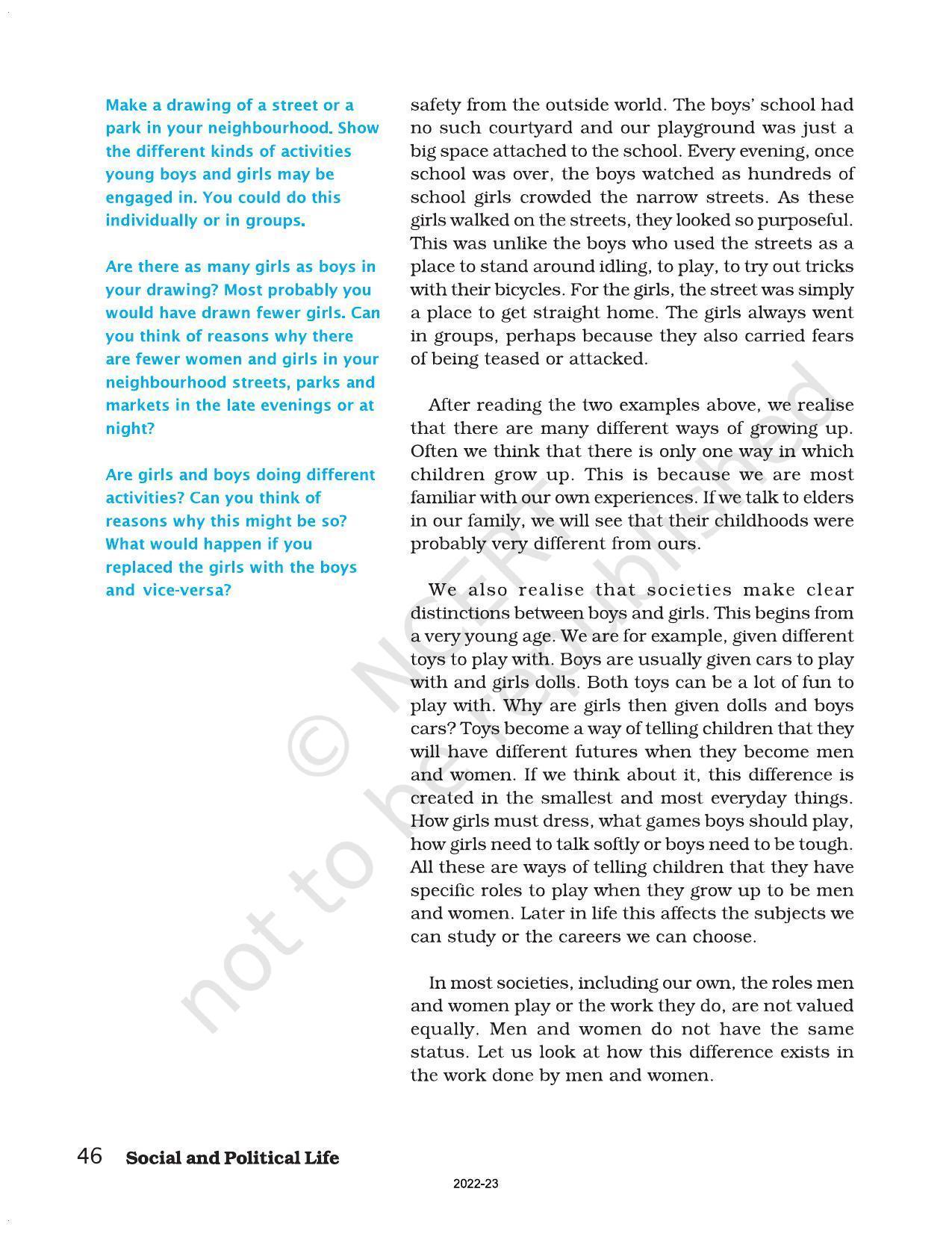 NCERT Book for Class 7 Social Science(Civics): Chapter 4-Growing up as ...