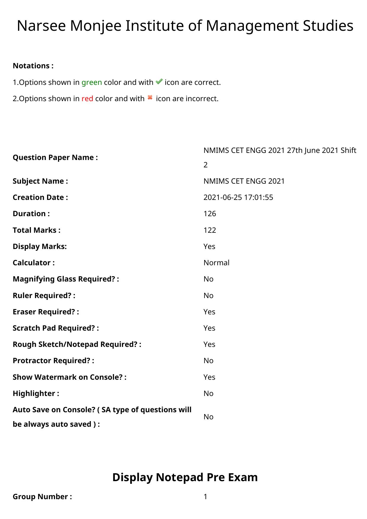 NMIMS CET 2021 Question Paper - IndCareer Docs