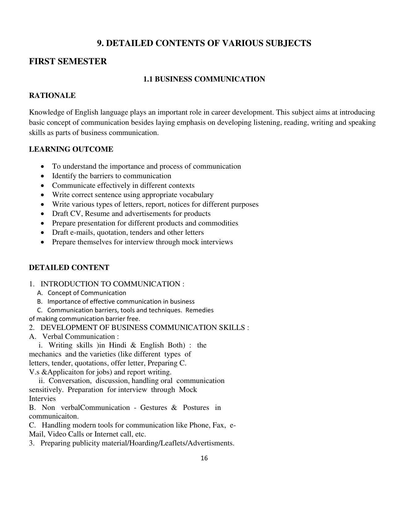 SYLLABUS FOR FIRST SEMESTER SESSION (2020-2021) - TWO SEMESTER POST ...