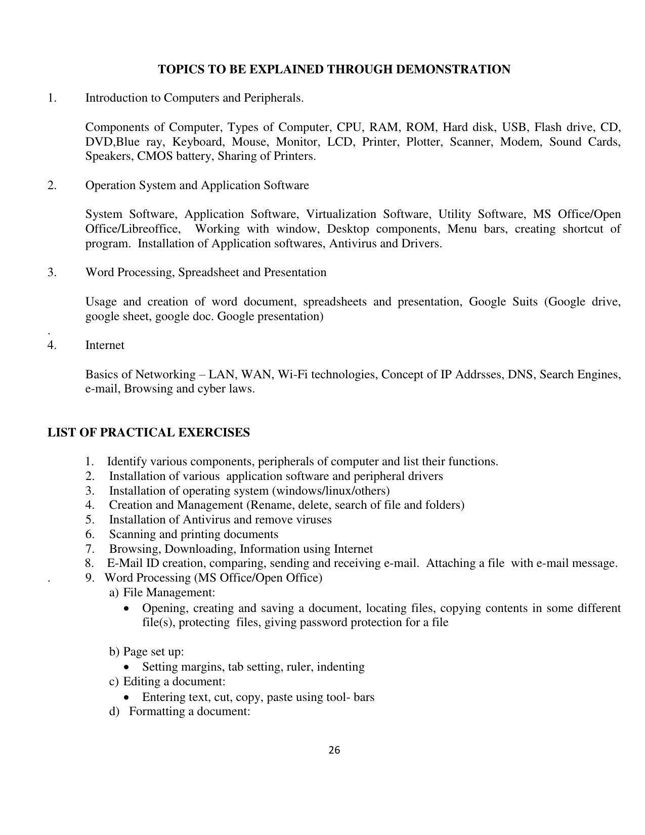 SYLLABUS FOR FIRST SEMESTER SESSION (2020-2021) - TWO SEMESTER POST ...