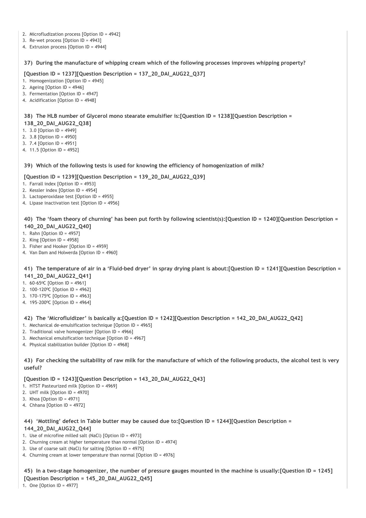 ICAR AIEEA PG 2022 DAIRY TECHNOLOGY Question Paper - IndCareer Docs