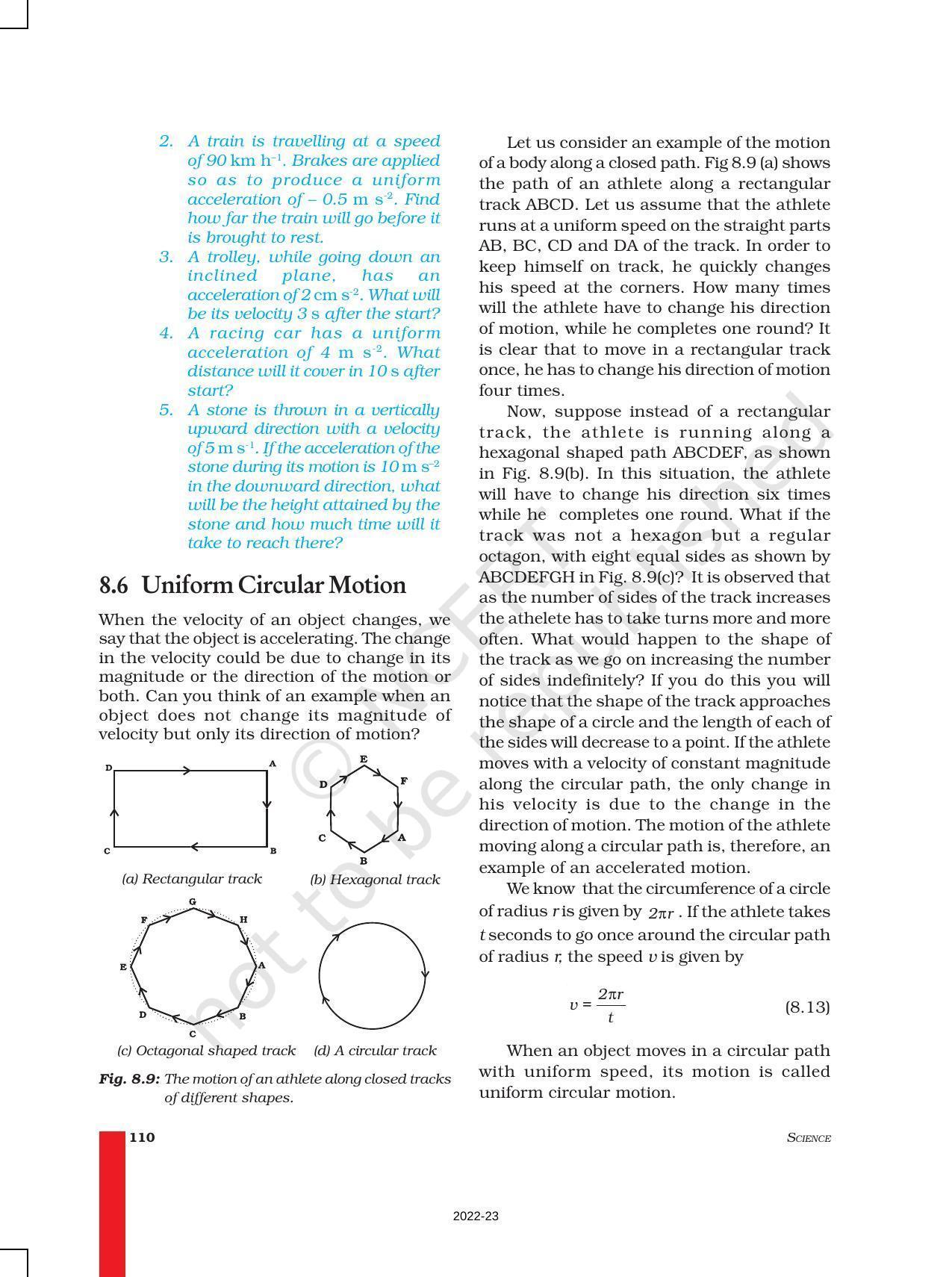 Ncert Book For Class 9 Science Chapter 8 Motion