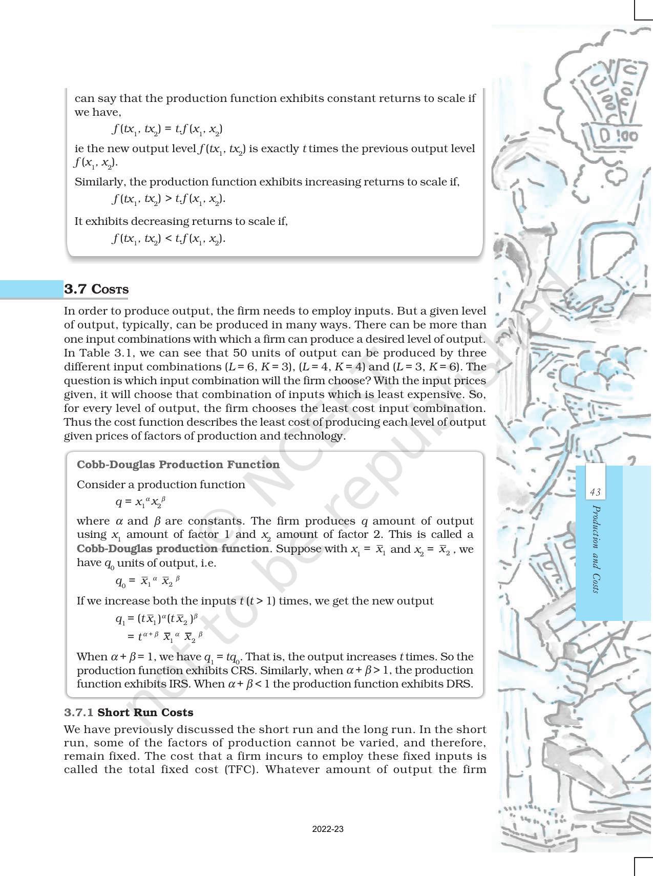 NCERT Book for Class 12 Economics (Microeconomics) Chapter 3 Production ...