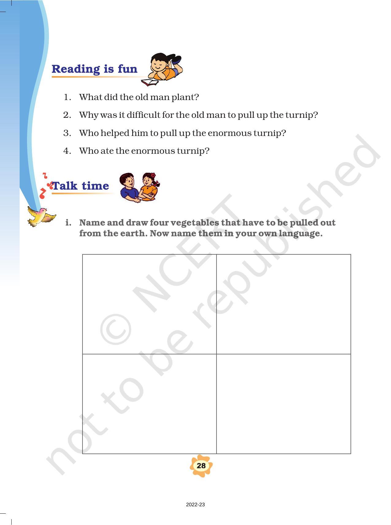 NCERT Book for Class 3 English: Unit III.2-The Enormous Turnip ...