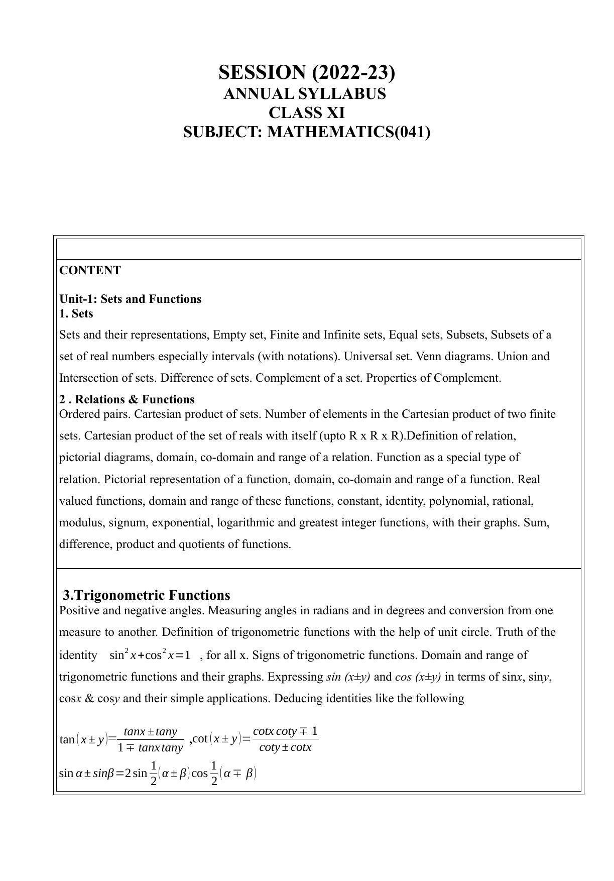 Edudel Class 11 Maths Syllabus IndCareer Docs