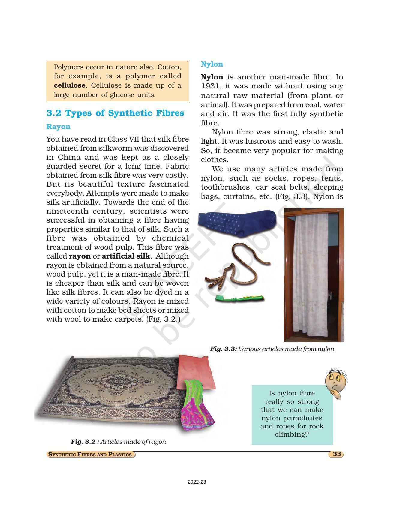 Ncert Book For Class 8 Science Chapter 3 Synthetic Fibres
