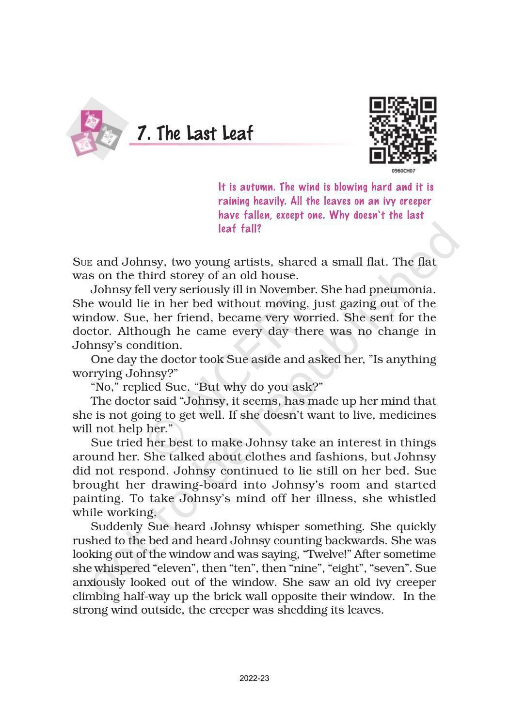 NCERT Book for Class 9 English Chapter 7 The Last Leaf