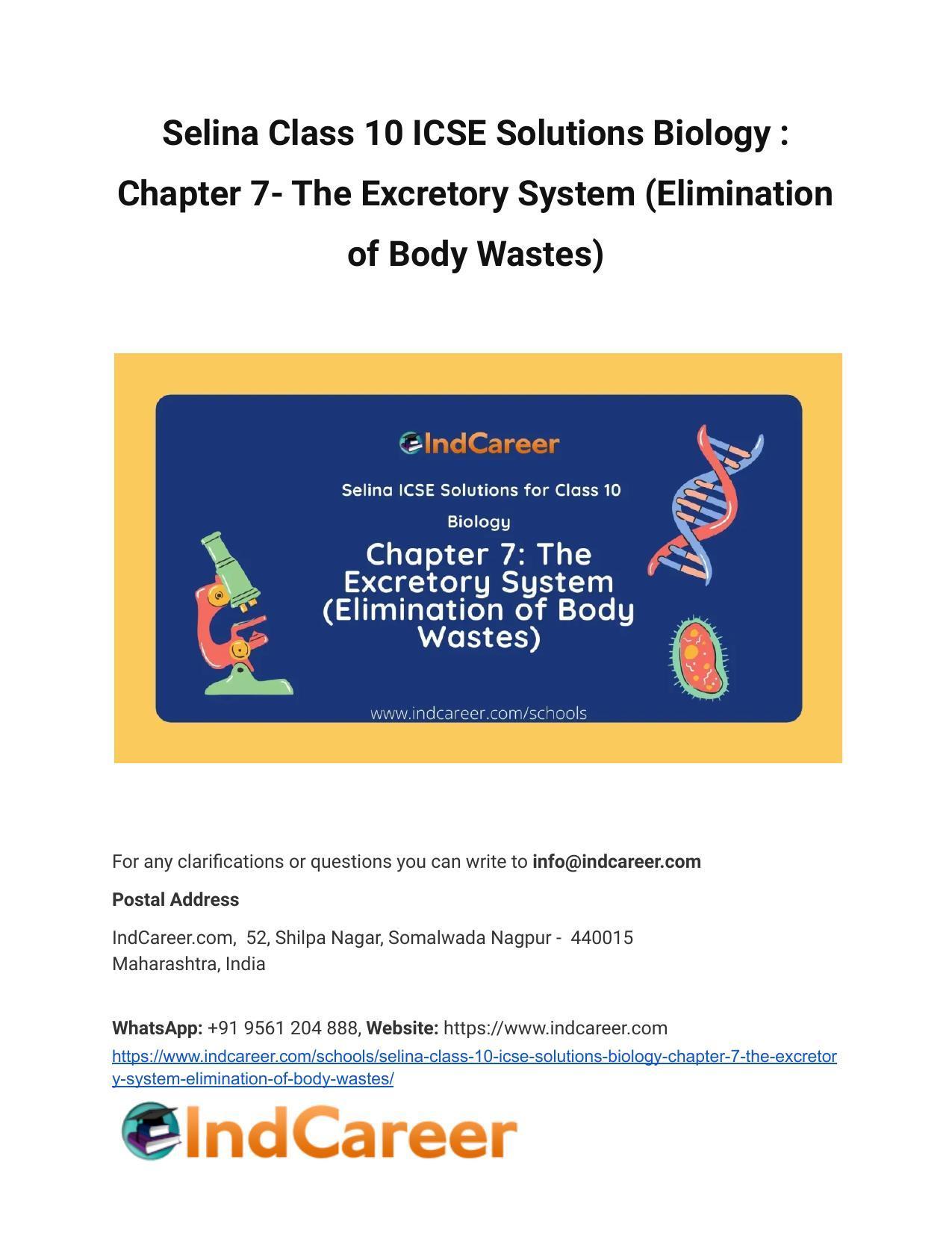 Selina Class 10 ICSE Solutions Biology : Chapter 7- The Excretory ...