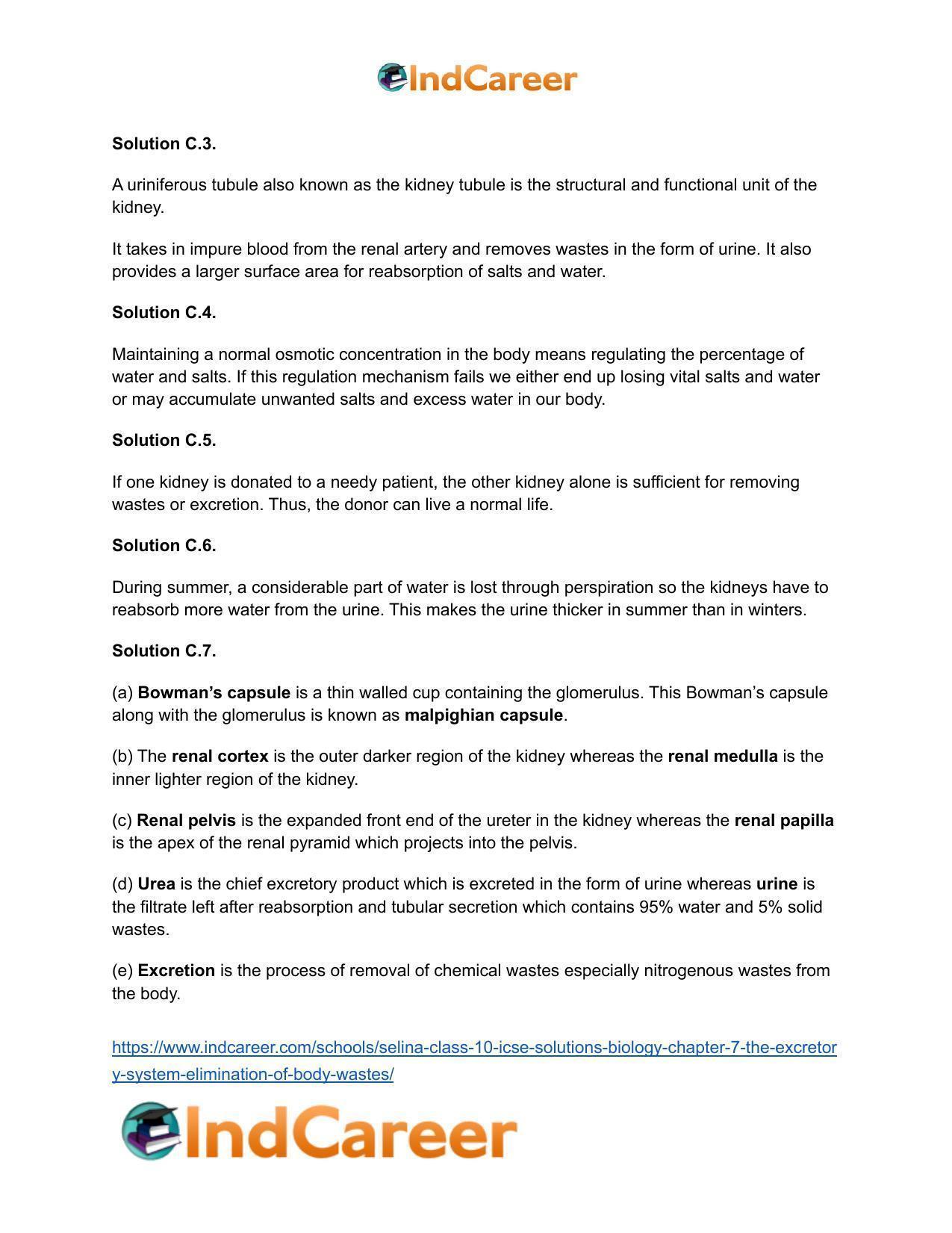 Selina Class 10 ICSE Solutions Biology : Chapter 7- The Excretory ...