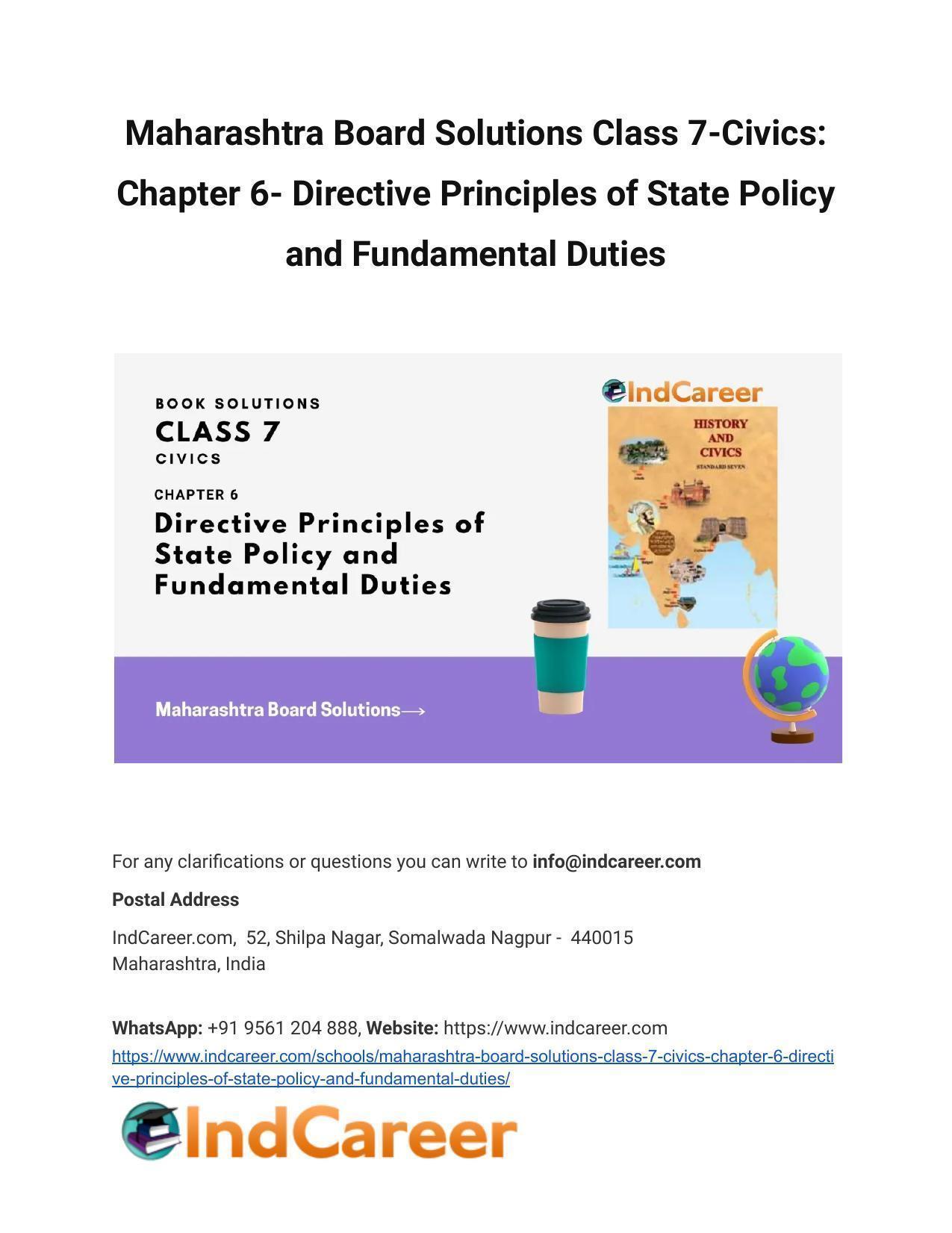 Maharashtra Board Solutions Class 7-Civics: Chapter 6- Directive ...