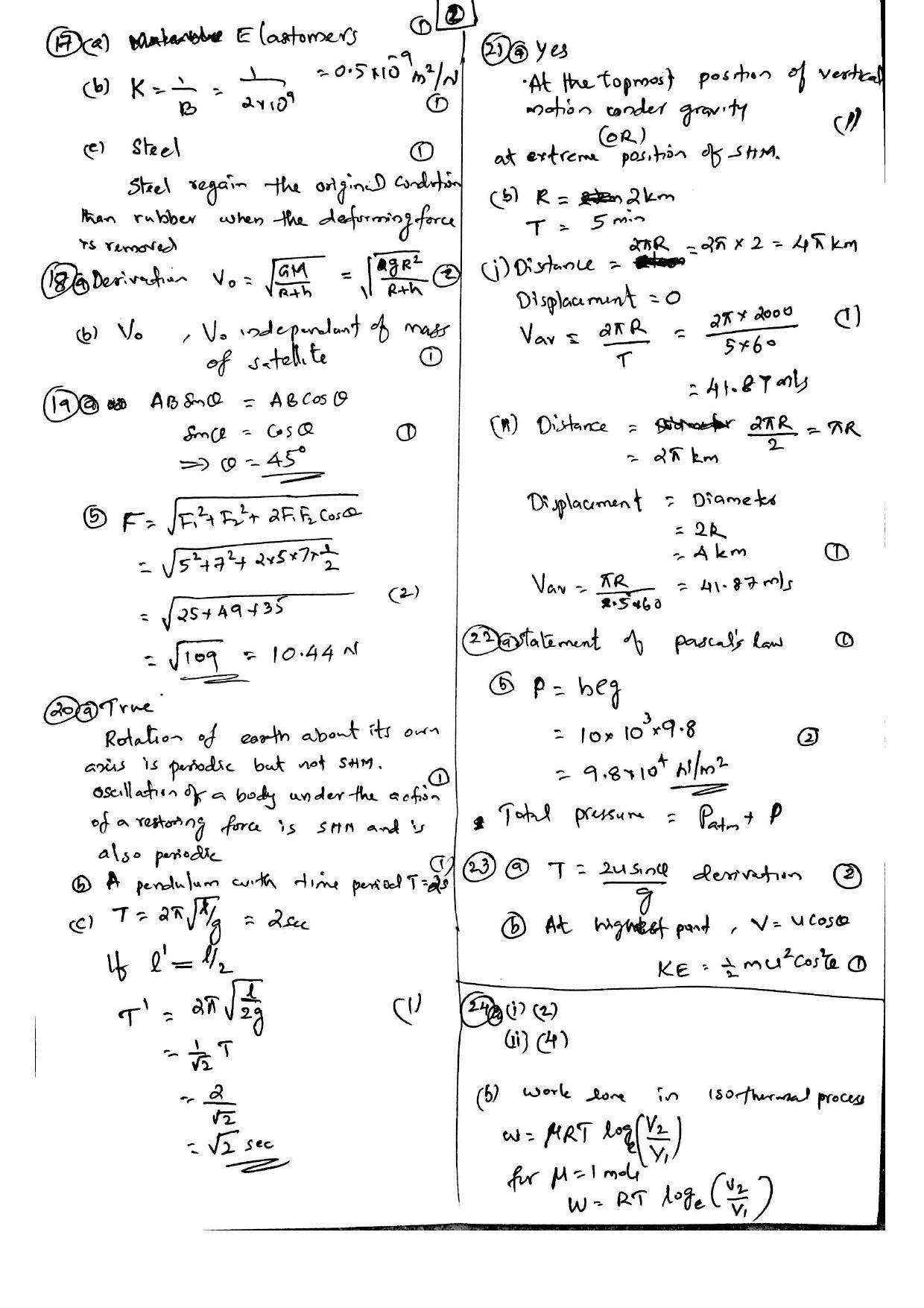 Kerala Plus One 2020 Physics Answer Key (Model) - IndCareer Docs