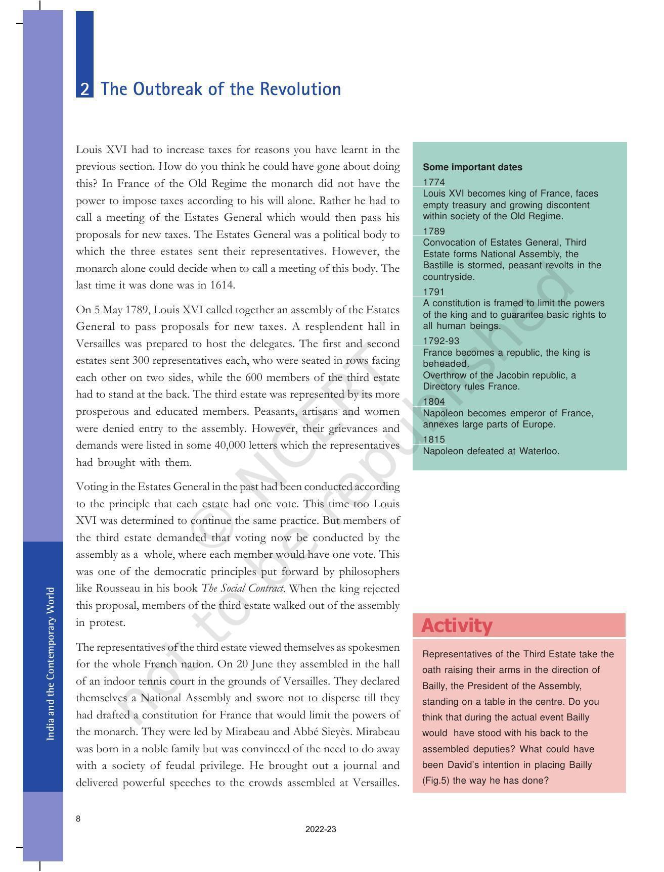 NCERT Book for Class 9 History Chapter 1 The French Revolution