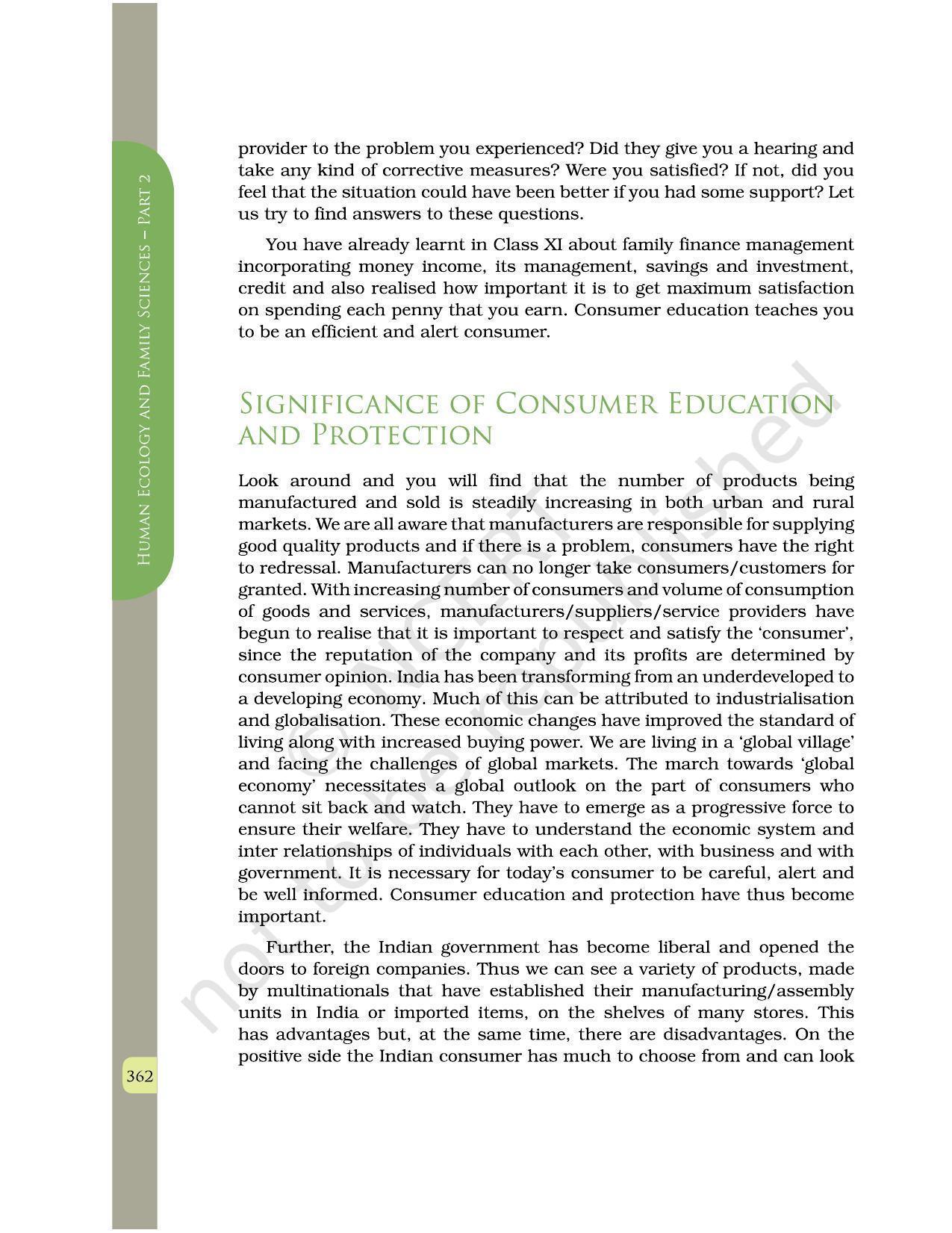 NCERT Book for Class 12 Home Science Chapter 20 Consumer