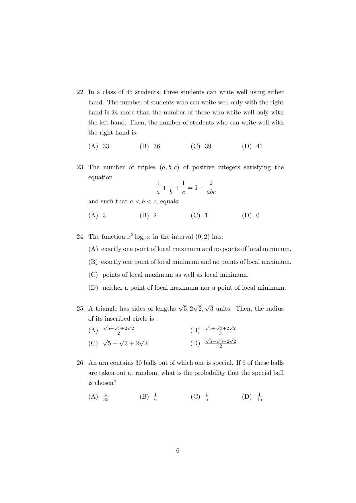 ISI Admission Test B.Stat UGA 2022 Sample Paper - IndCareer Docs