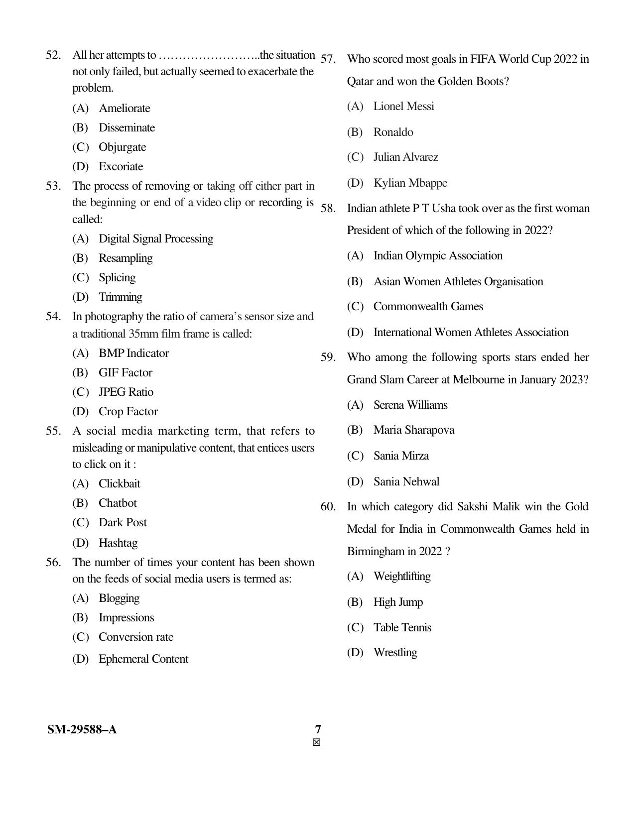 KUET 2023 M.A. Mass Communication & Journalism Question Paper ...