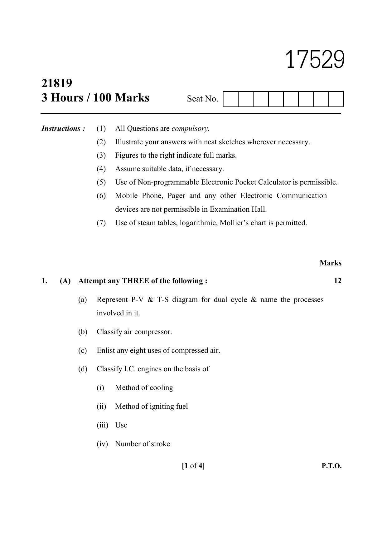MSBTE Summer Question Paper 2019 - Power Engineering - IndCareer Docs