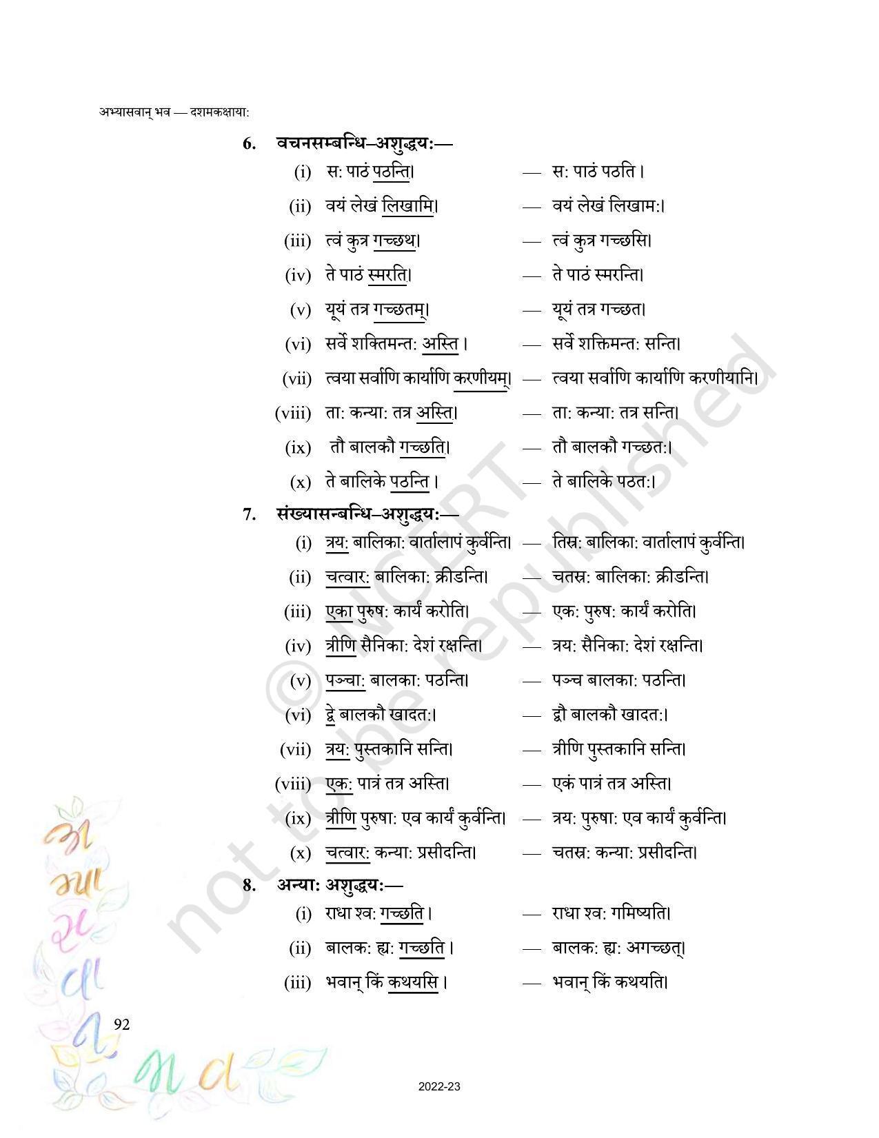NCERT Book for Class 10 Sanskrit Chapter 12 अशद्धिसंशोधनम्