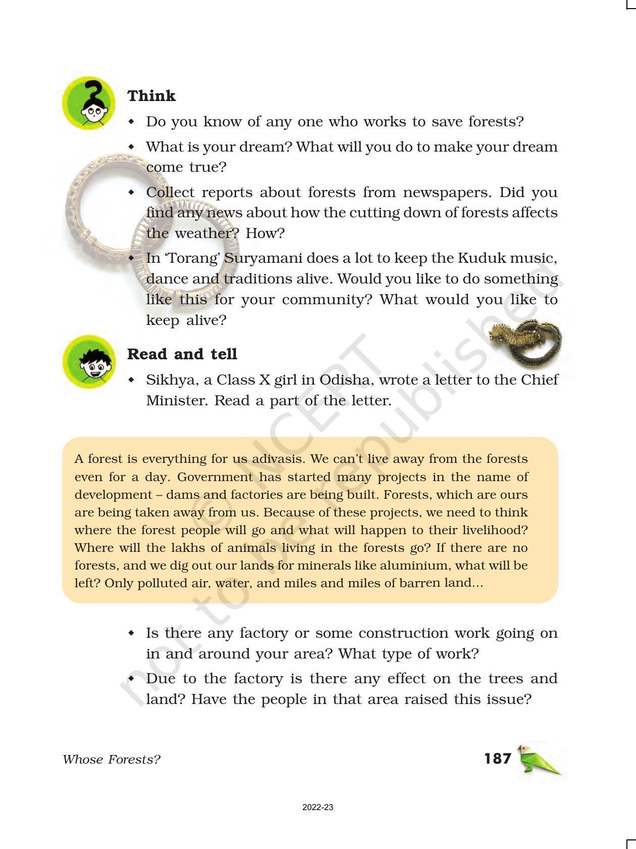 NCERT Book for Class 5 EVS Chapter 20 Whose Forests? - IndCareer Schools