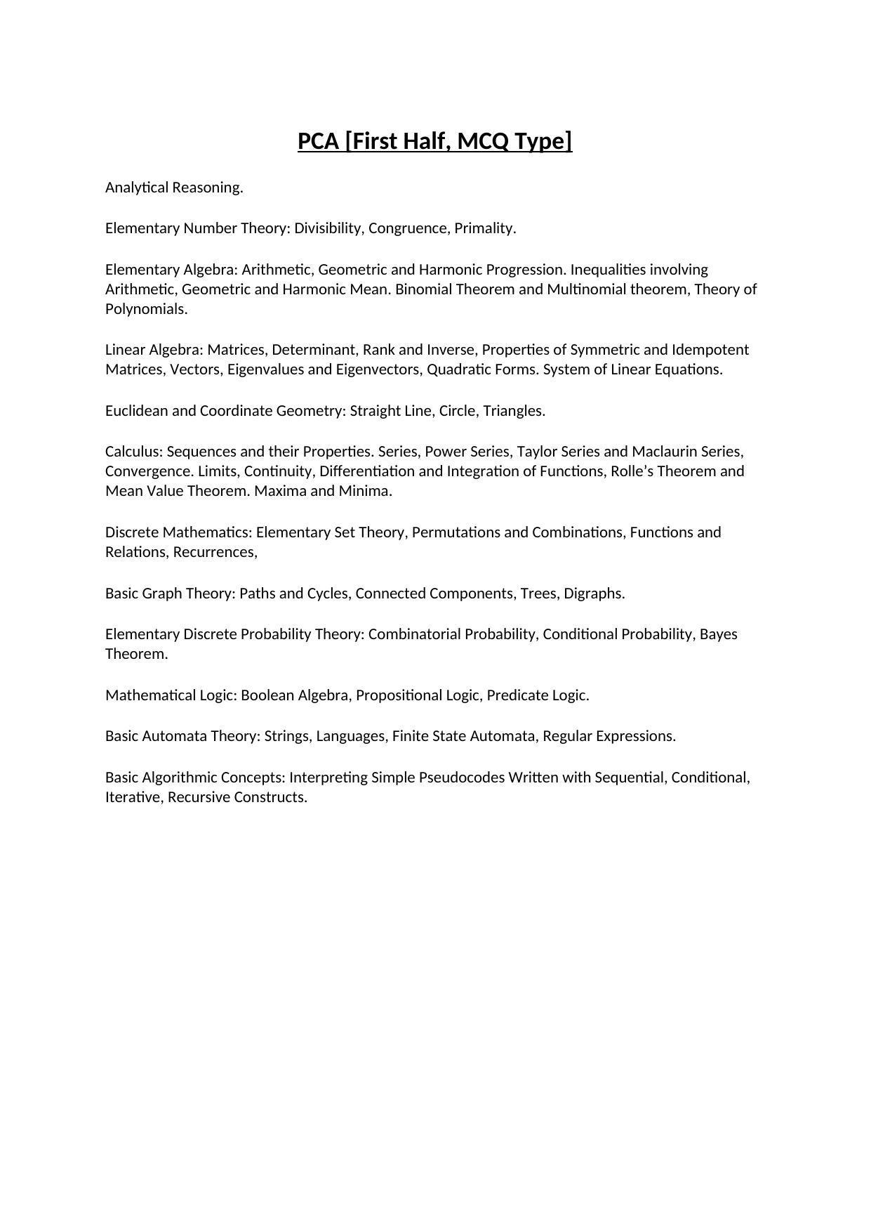 ISI Admission Test M.Tech.(CS)Syllabus - IndCareer Docs