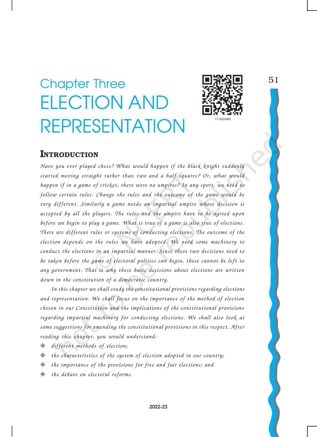 NCERT Book for Class 11 Political Science Chapter 3 Election