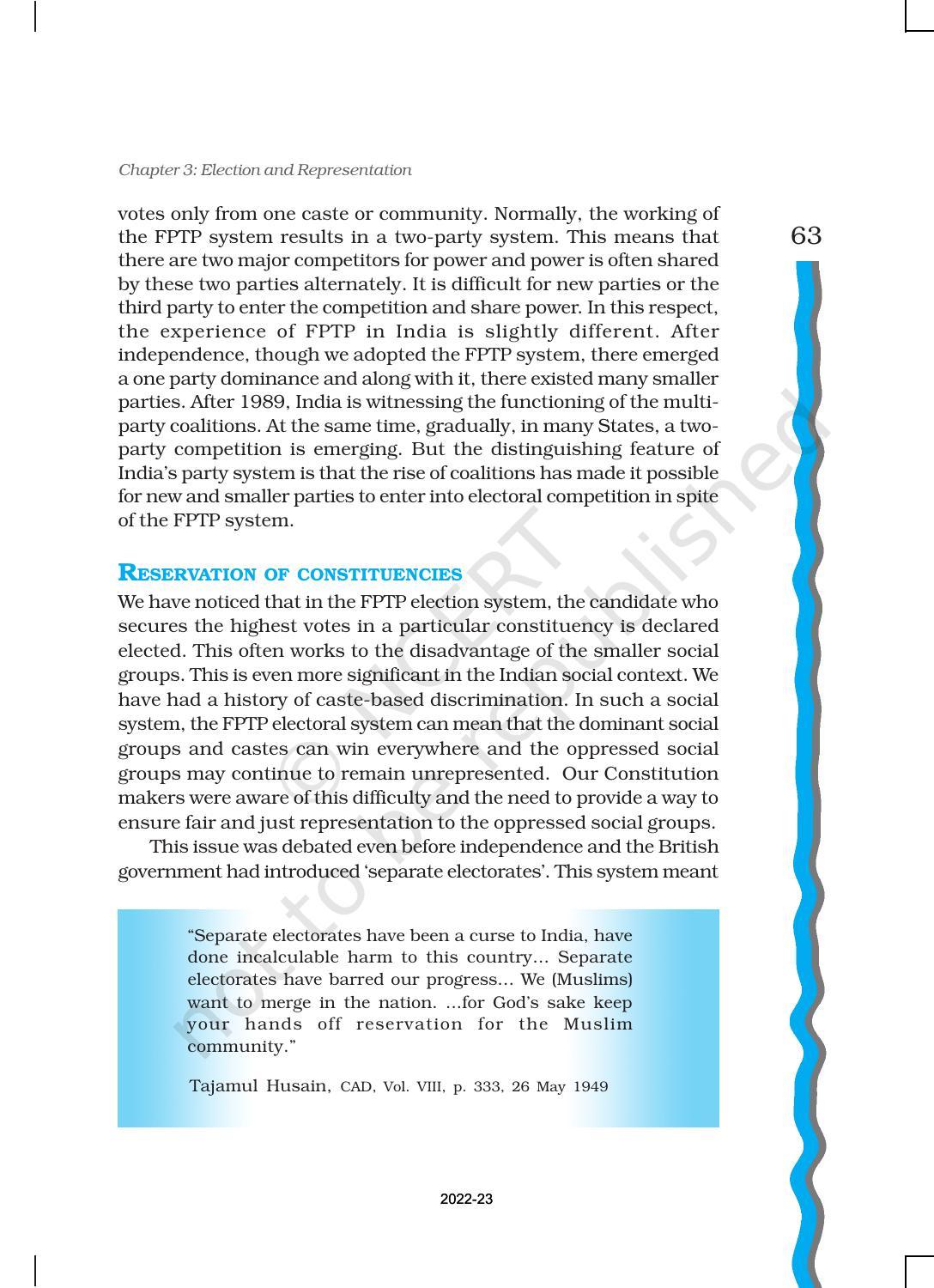 NCERT Book for Class 11 Political Science Chapter 3 Election