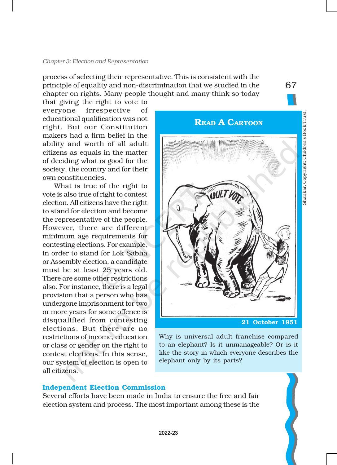 NCERT Book for Class 11 Political Science Chapter 3 Election