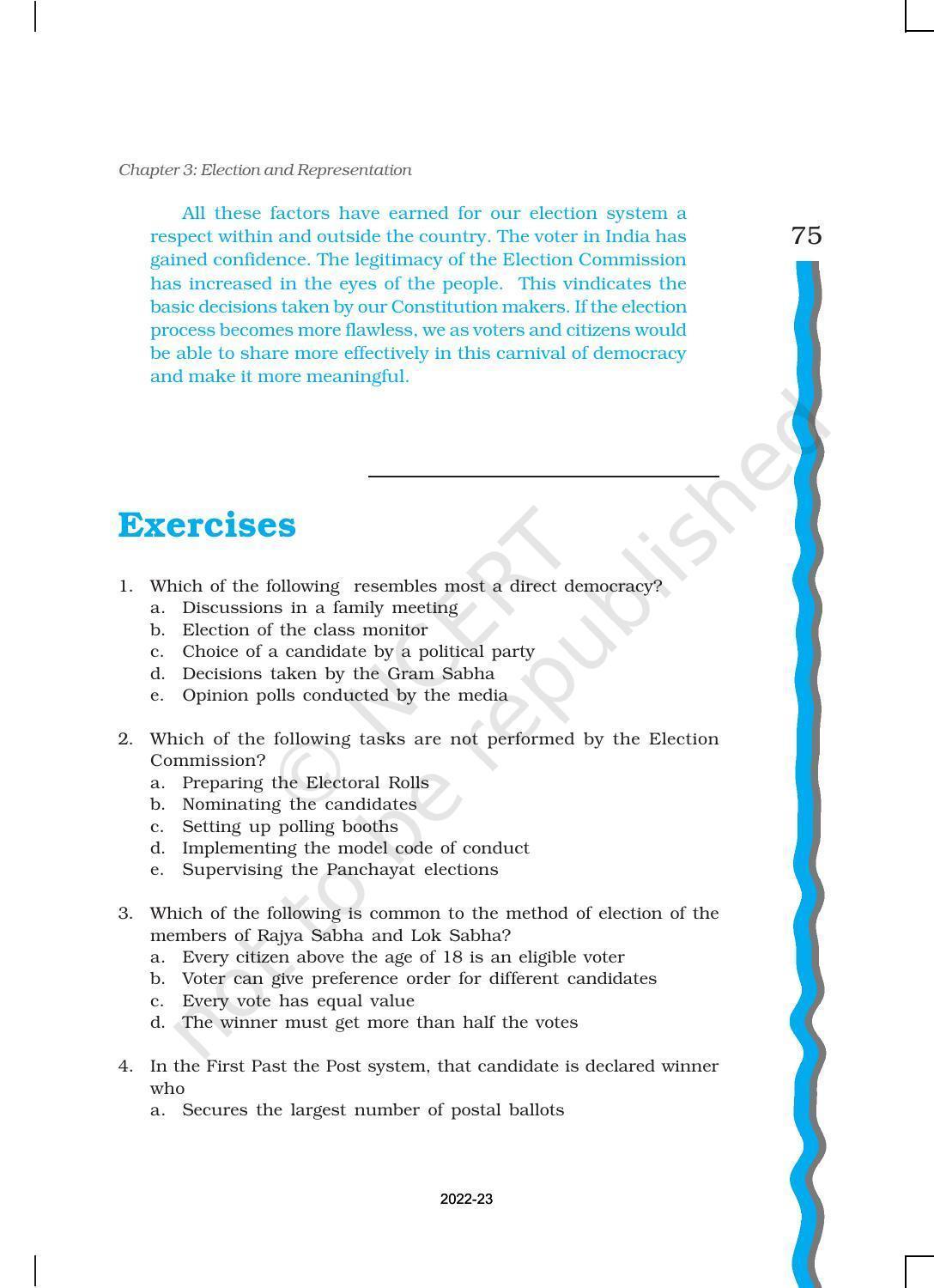 NCERT Book for Class 11 Political Science Chapter 3 Election