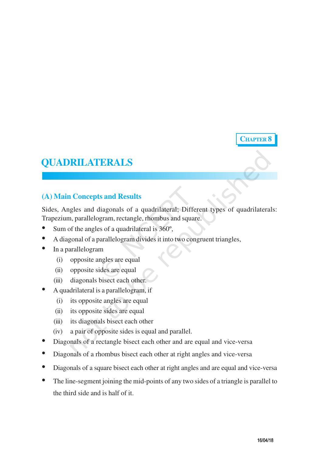 NCERT Exemplar Book for Class 9 Maths Chapter 8 Quadrilaterals