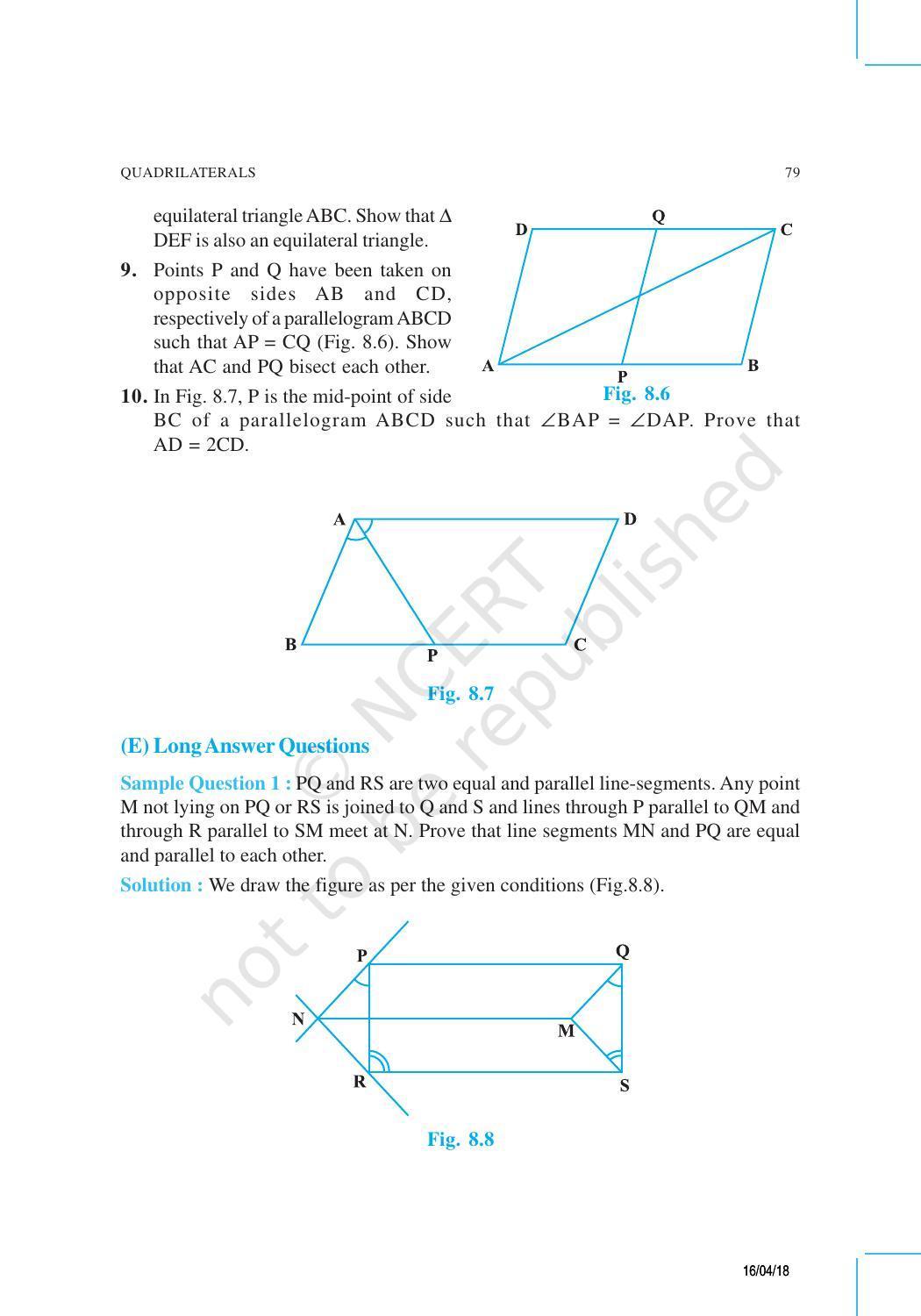 NCERT Exemplar Book for Class 9 Maths Chapter 8 Quadrilaterals