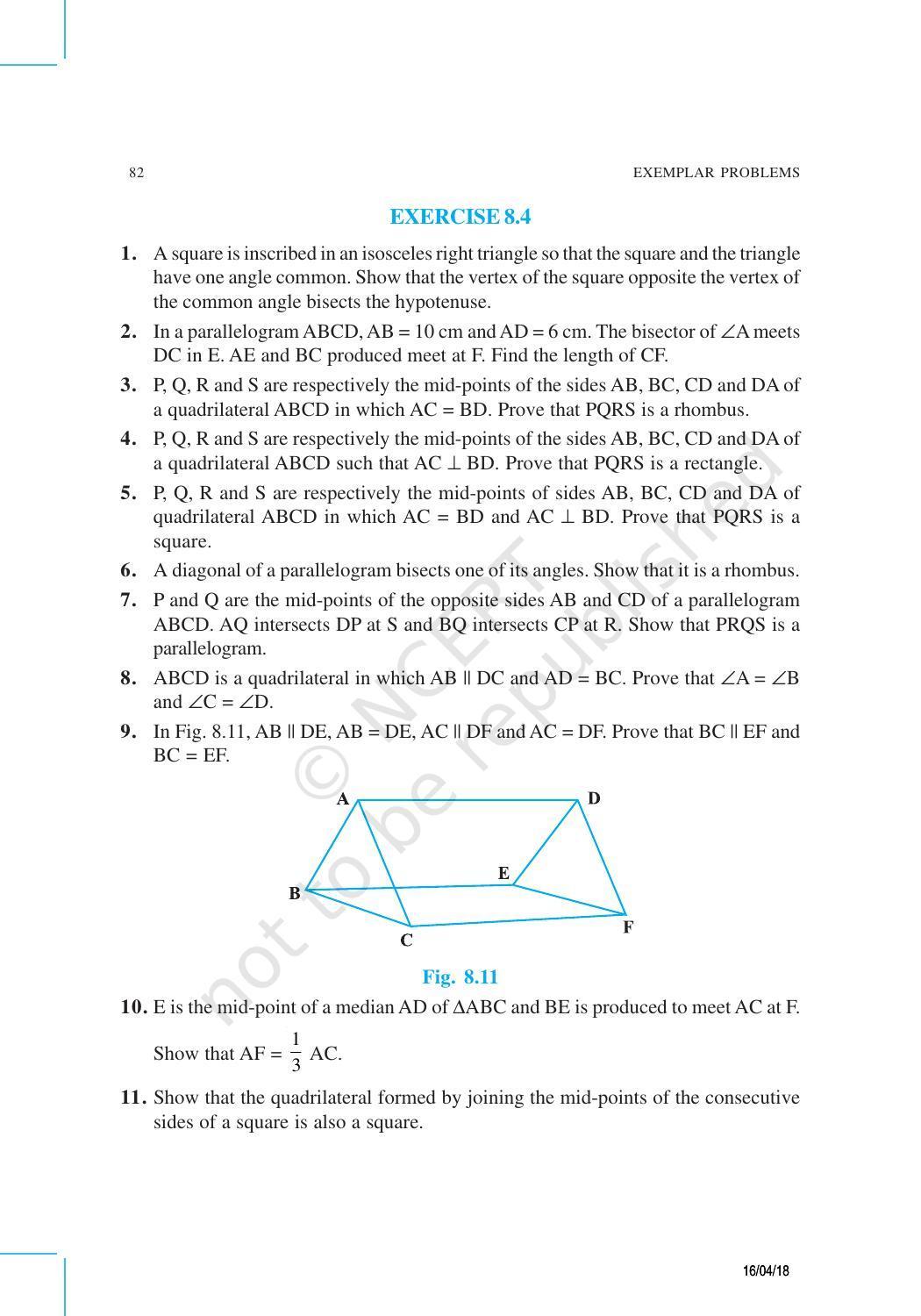 NCERT Exemplar Book for Class 9 Maths Chapter 8 Quadrilaterals