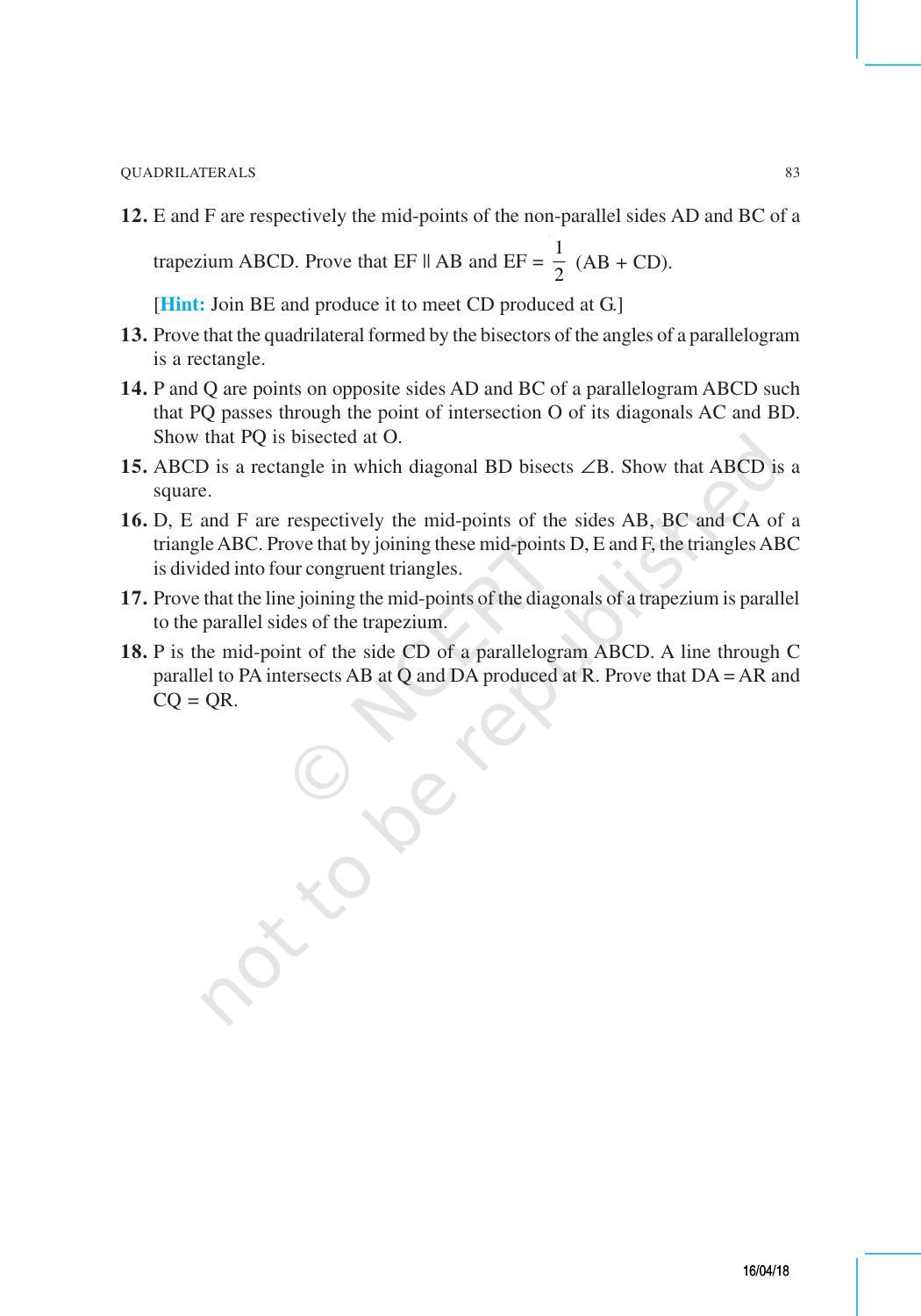 NCERT Exemplar Book for Class 9 Maths Chapter 8 Quadrilaterals