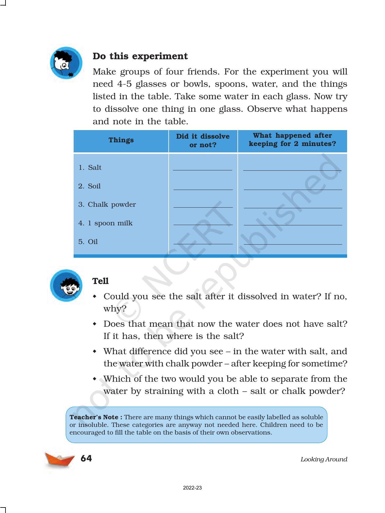 NCERT Book for Class 5 EVS Chapter 7 Experiments with Water - IndCareer ...