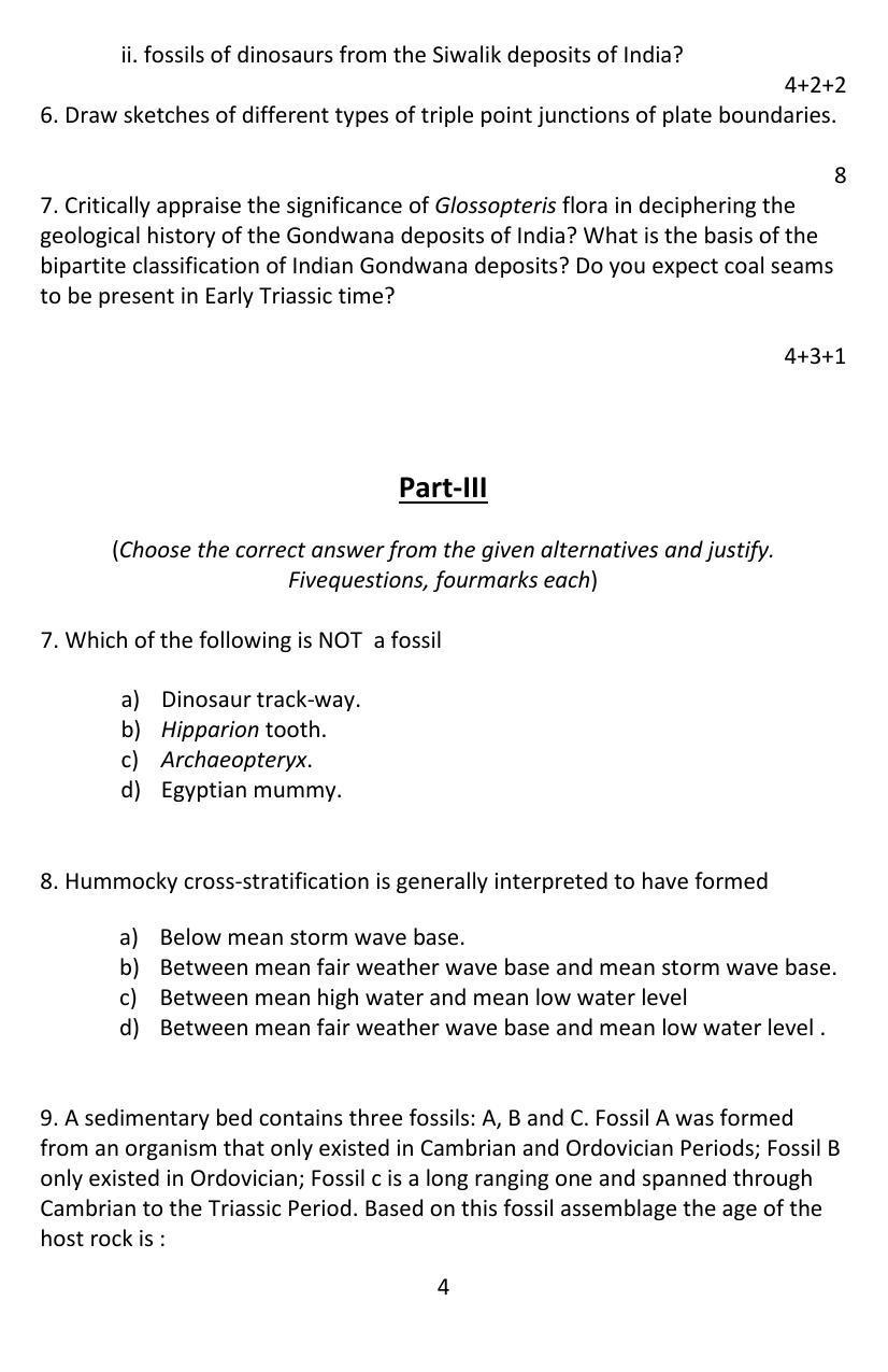 ISI Admission Test JRF in Geology GEB 2016 Sample Paper - IndCareer Docs