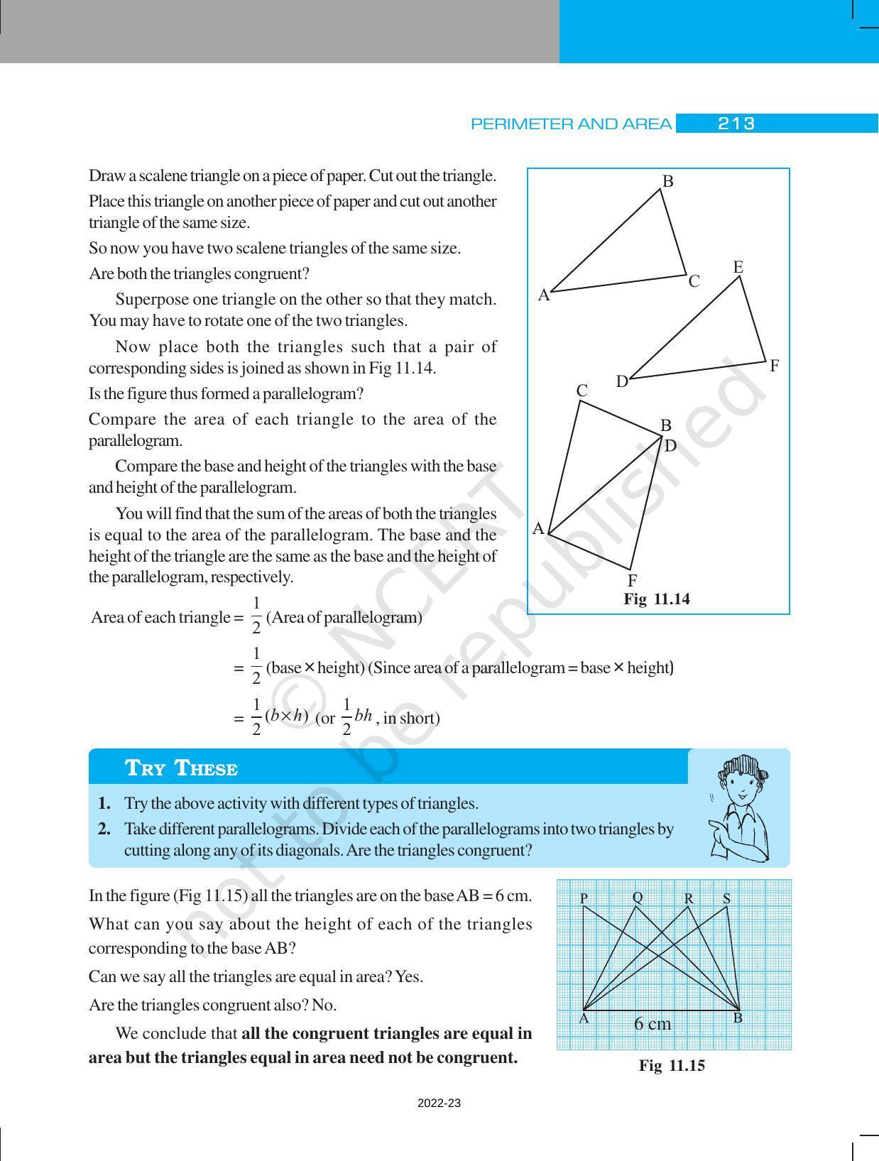 NCERT Book for Class 7 Maths: Chapter 11-Perimeter and Area - IndCareer ...