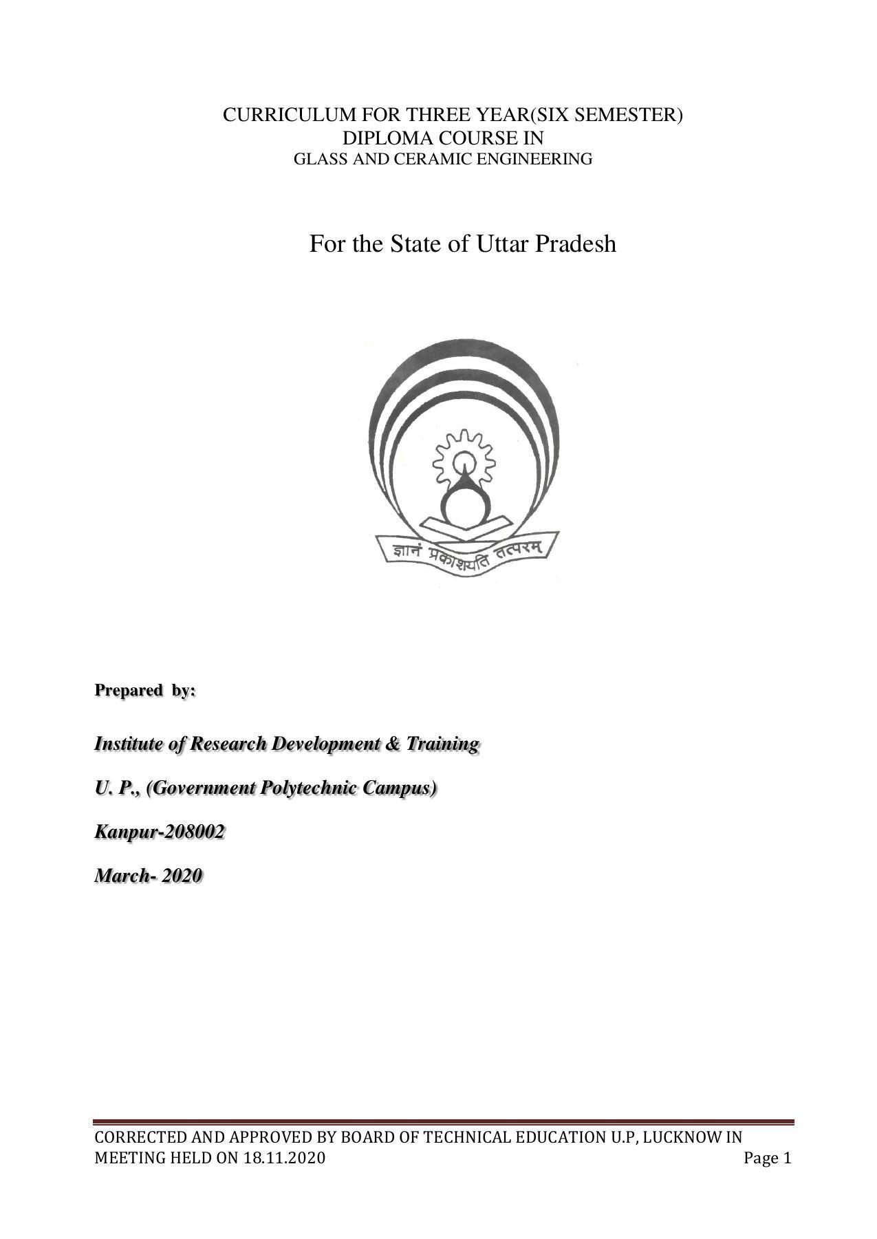 SYLLABUS FOR FIRST SEMESTER SESSION (2020-2021) - SIX SEMESTER DIPLOMA ...