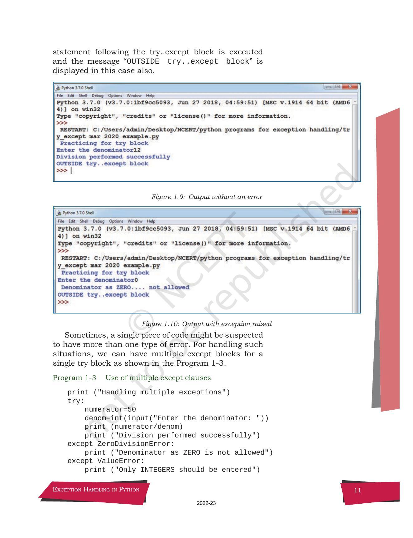 Ncert Book For Class 12 Computer Science Chapter 1 Exception Handling