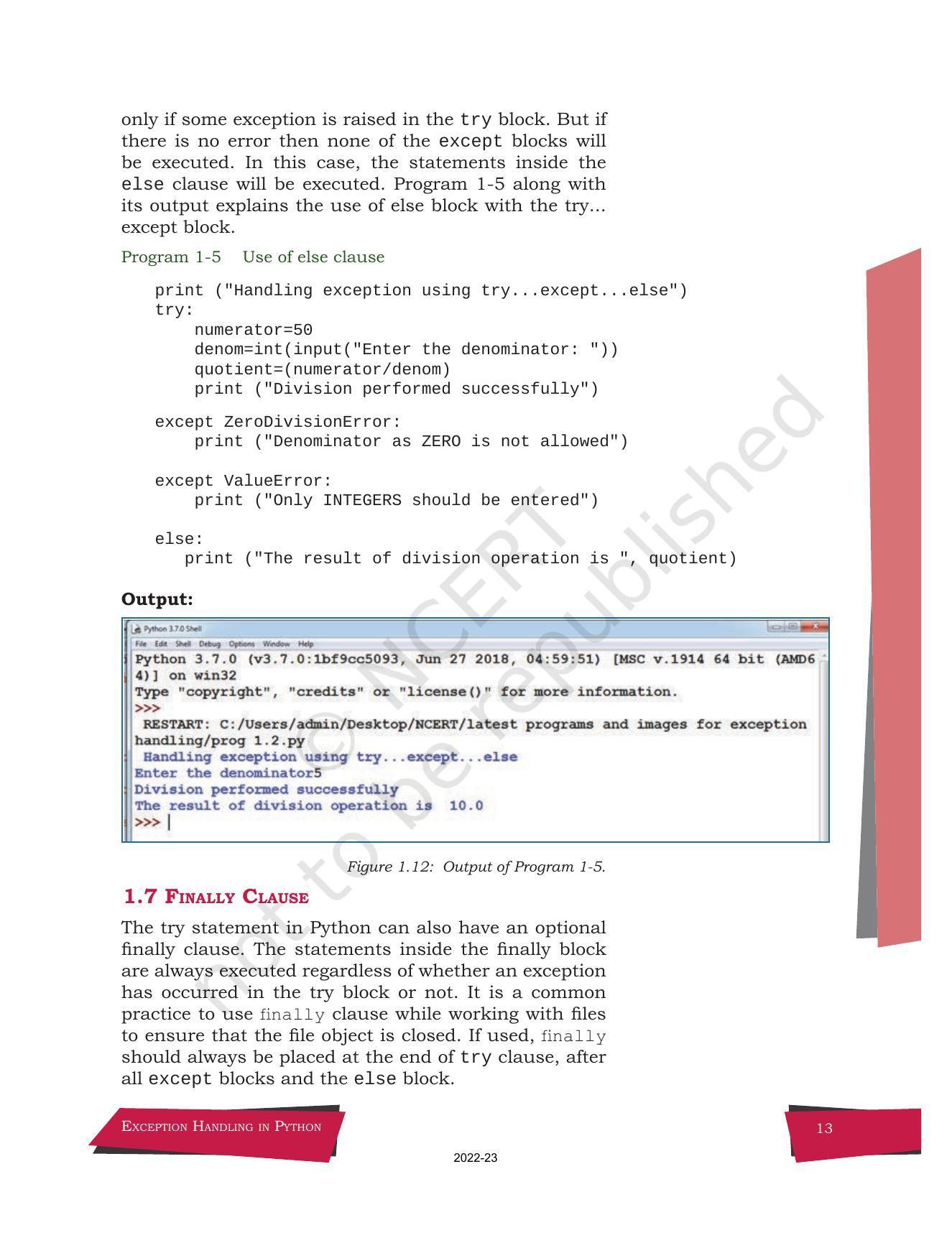 Ncert Book For Class 12 Computer Science Chapter 1 Exception Handling