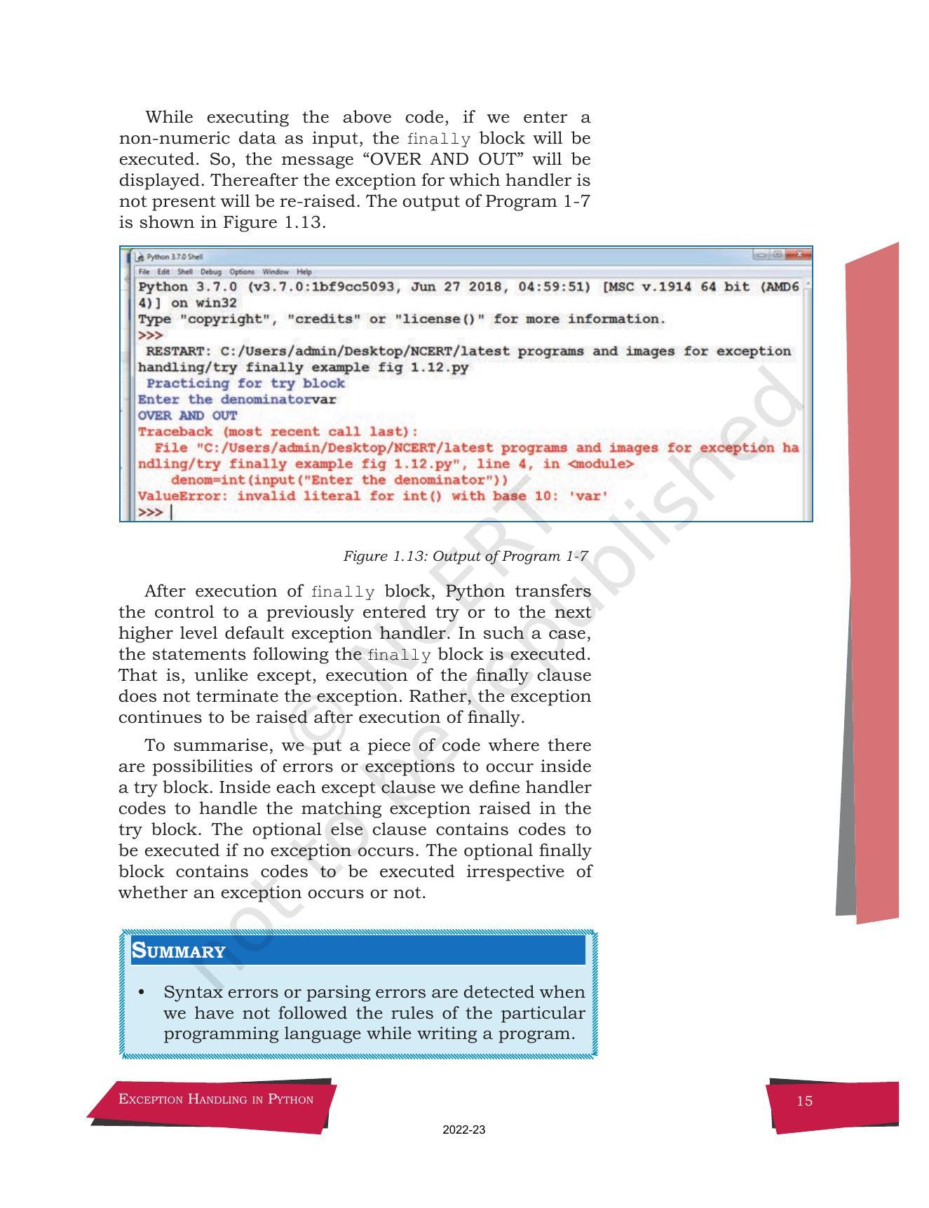 Ncert Book For Class 12 Computer Science Chapter 1 Exception Handling