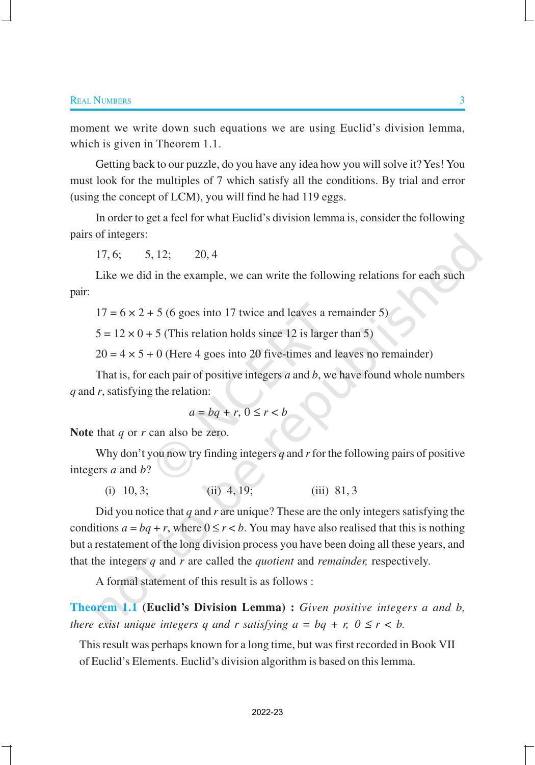 NCERT Book for Class 10 Maths Chapter 1 Real Numbers - IndCareer Schools