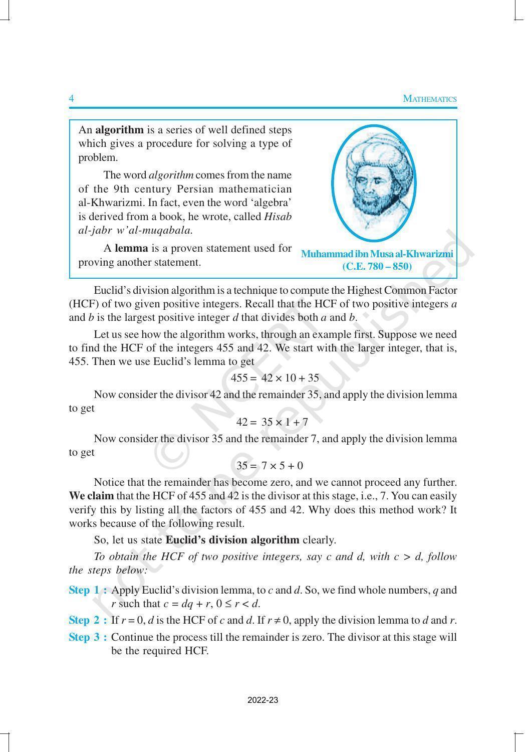 NCERT Book for Class 10 Maths Chapter 1 Real Numbers - IndCareer Schools
