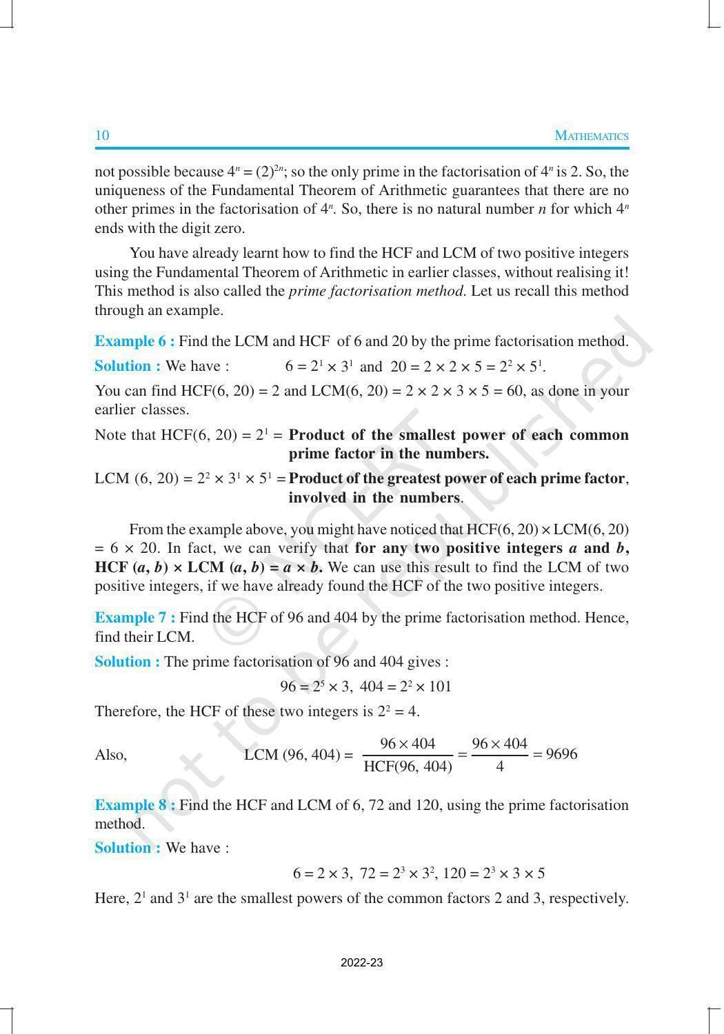 NCERT Book for Class 10 Maths Chapter 1 Real Numbers - IndCareer Schools