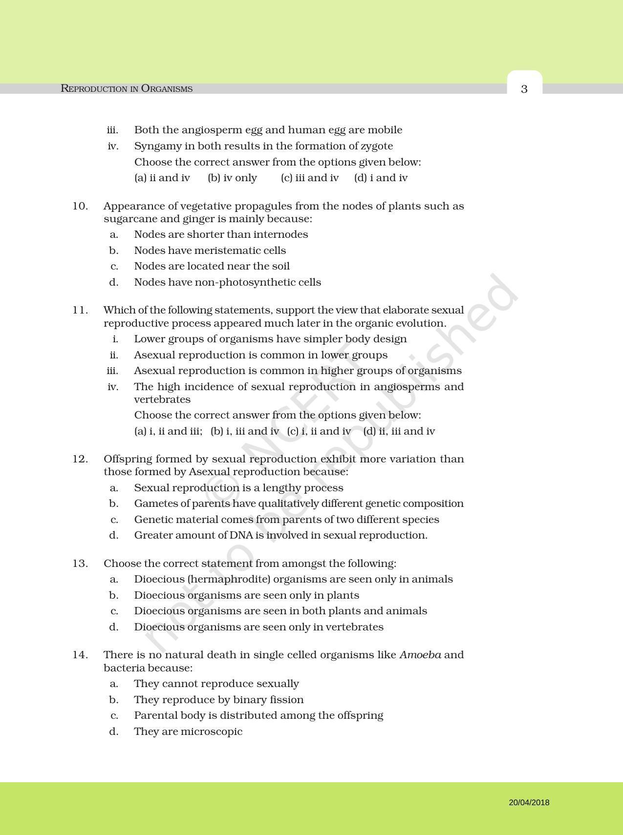 NCERT Exemplar Book for Class 12 Biology Chapter 1 Reproduction in ...