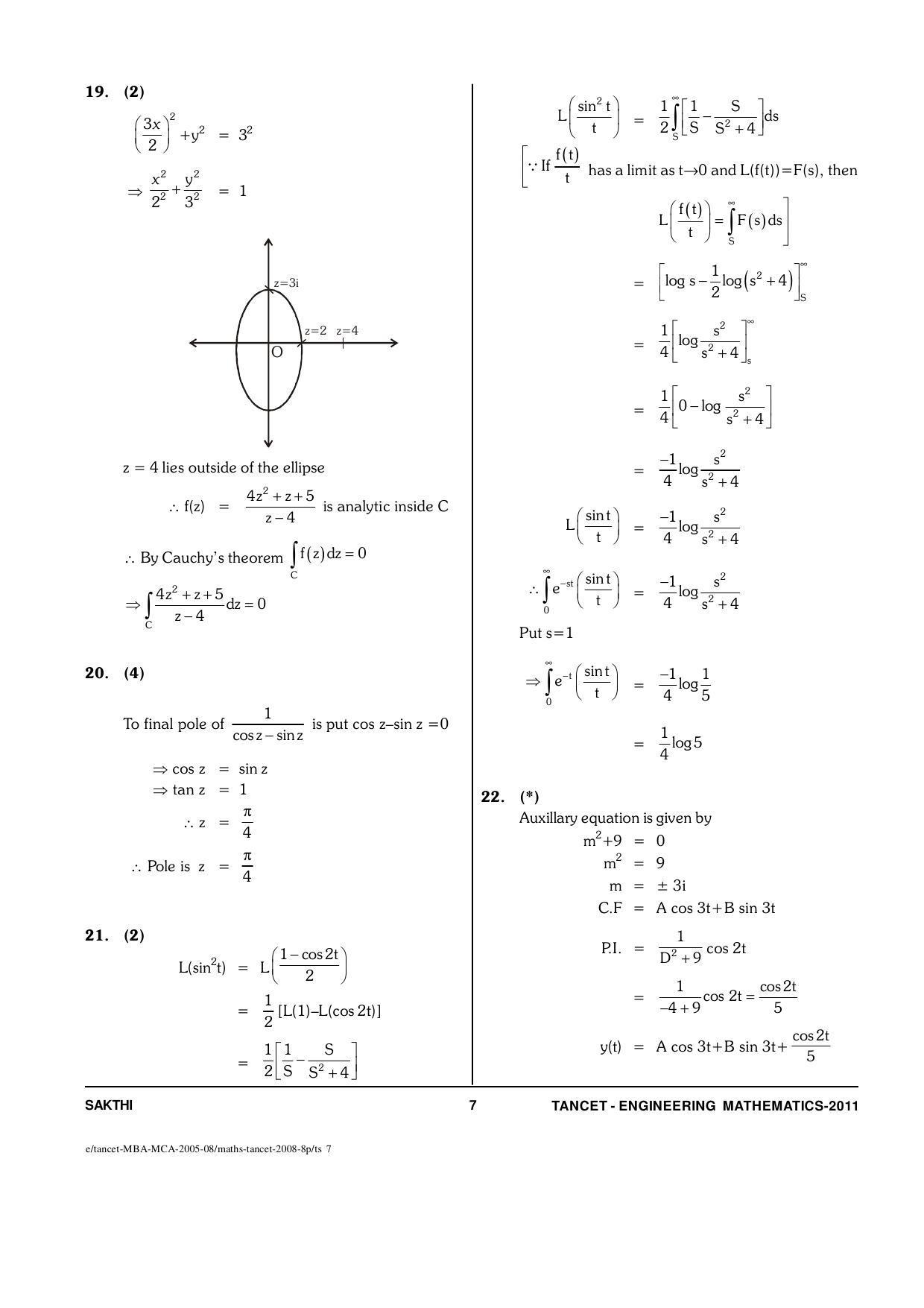 TANCET Engineering Mathematics Question Papers 2011 - IndCareer Docs