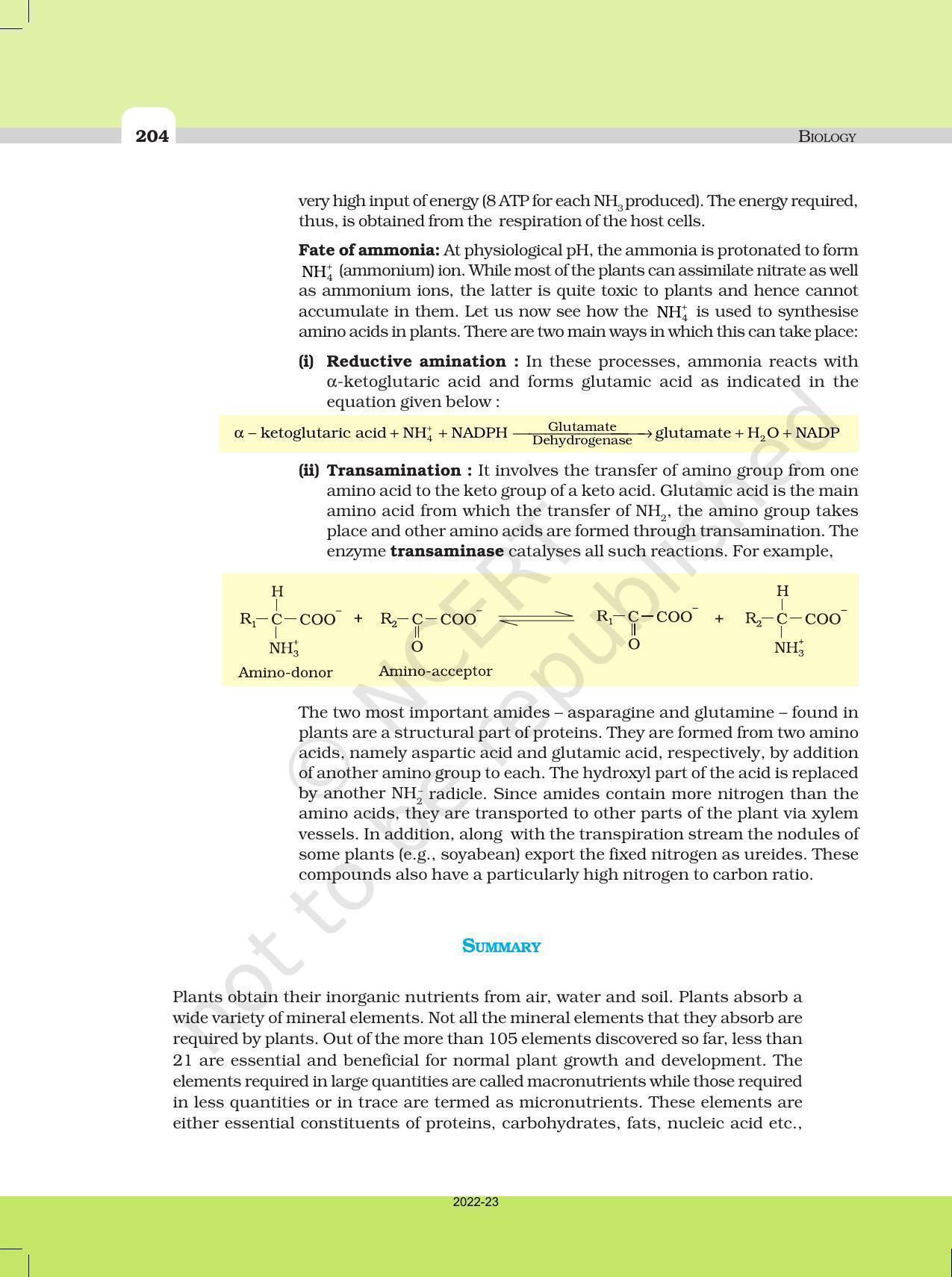 NCERT Book for Class 11 Biology Chapter 12 Mineral Nutrition