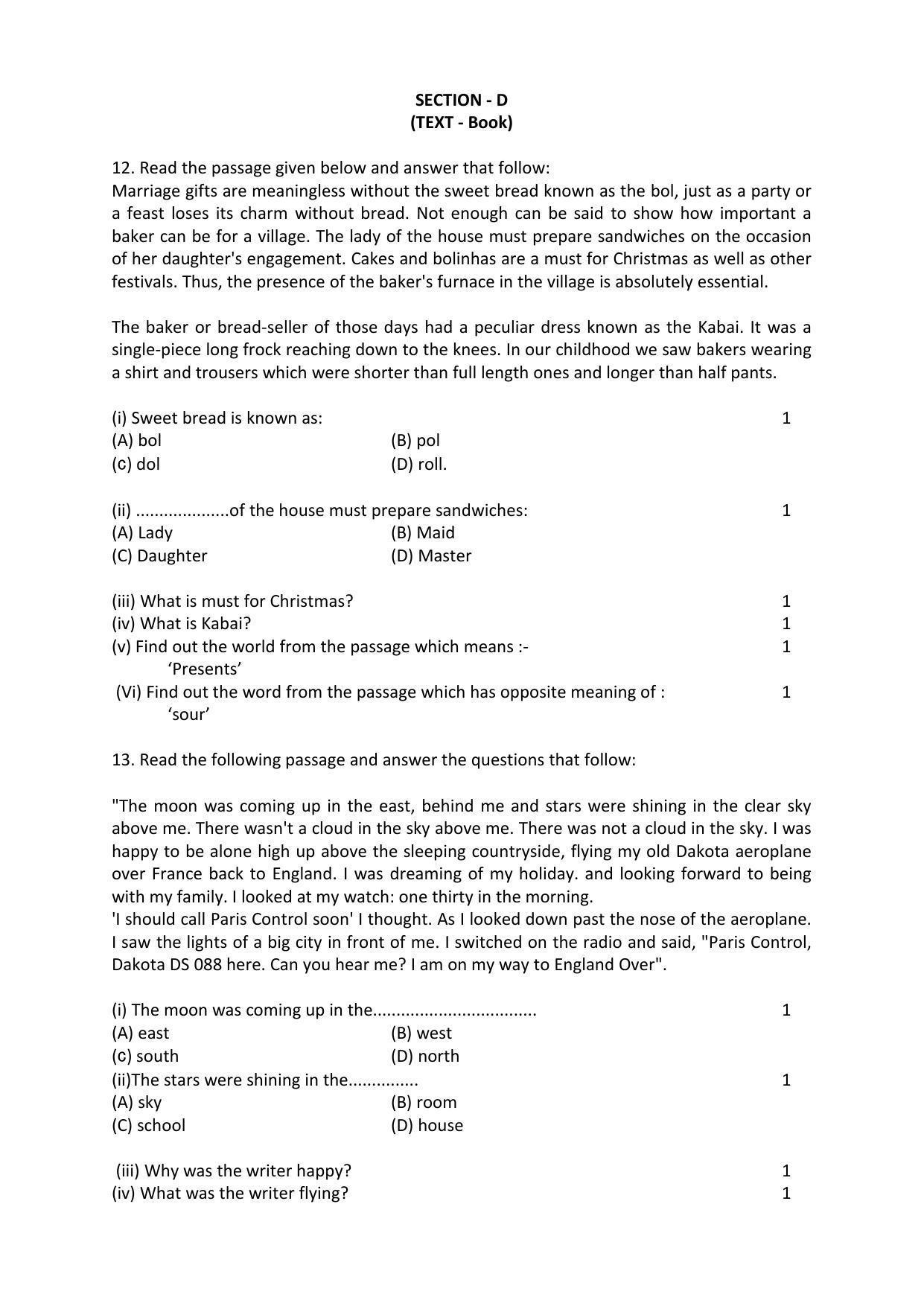 Rbse Class 10 English Model Paper Indcareer Schools