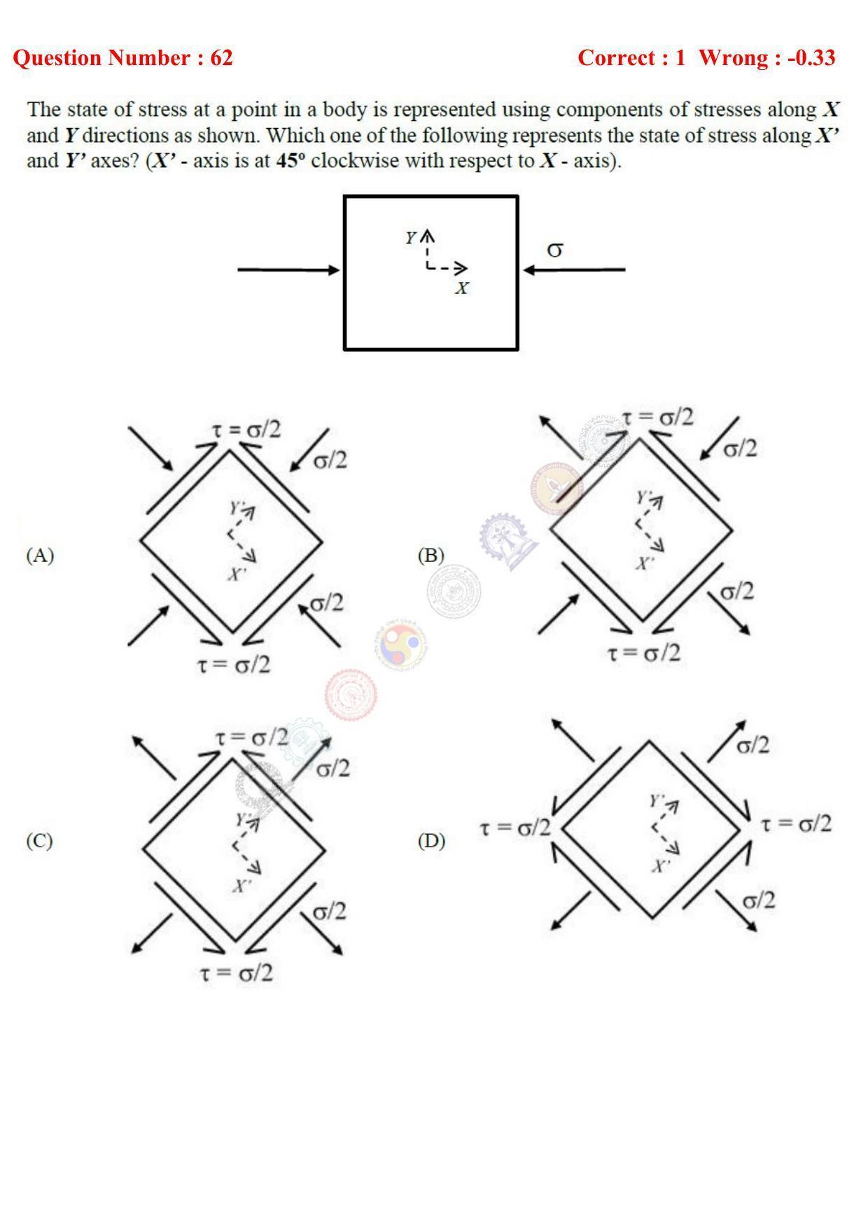 GATE 2017 Engineering Sciences (XE) Question Paper with Answer Key - IndCareer Docs