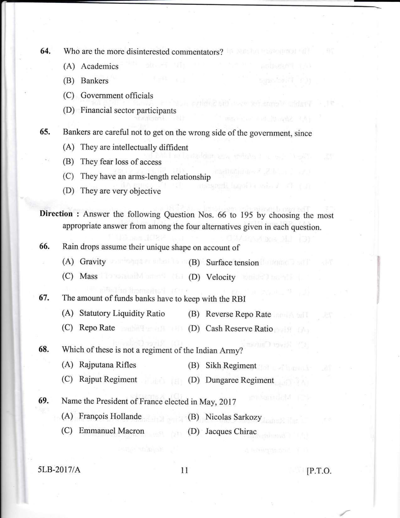 KLEE 5 Year LLB Exam 2017 Question Paper - IndCareer Docs