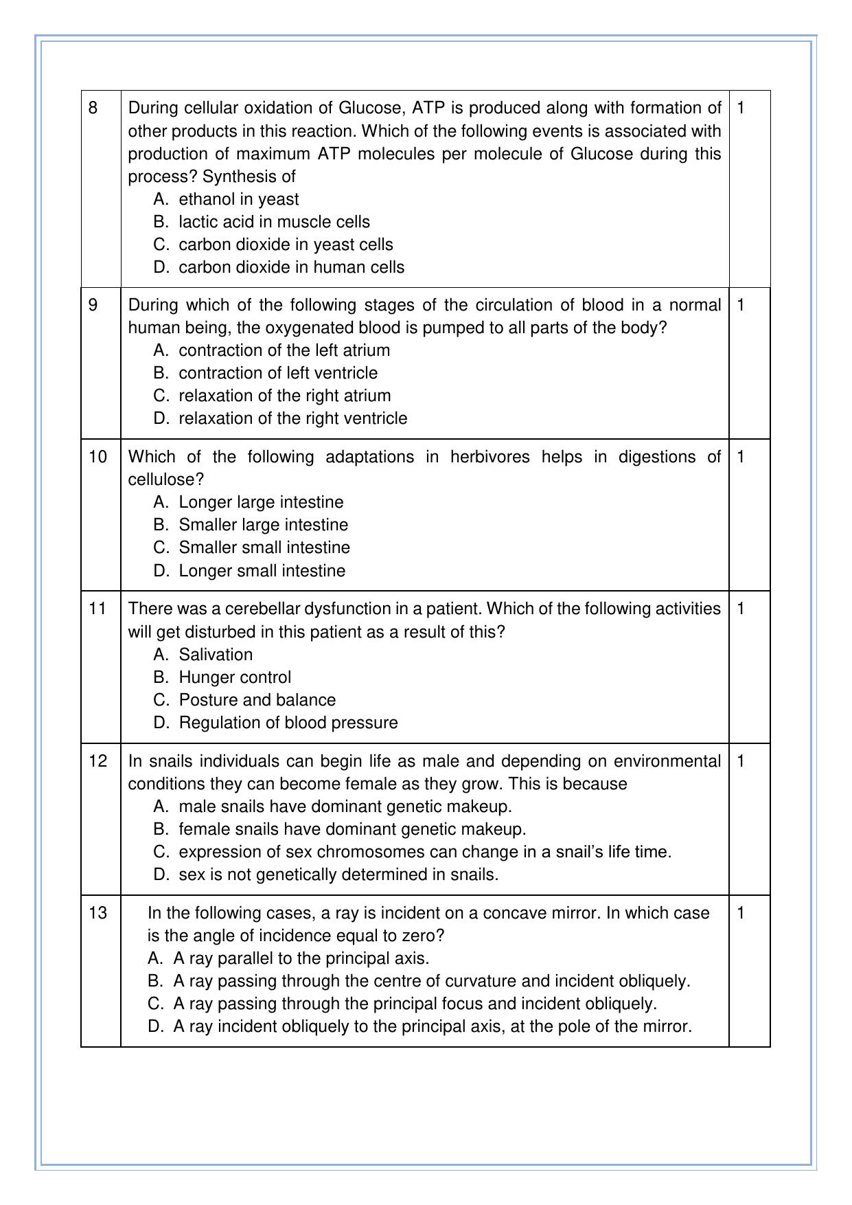 CBSE Class 10 Science Sample Paper 2025 - IndCareer Schools