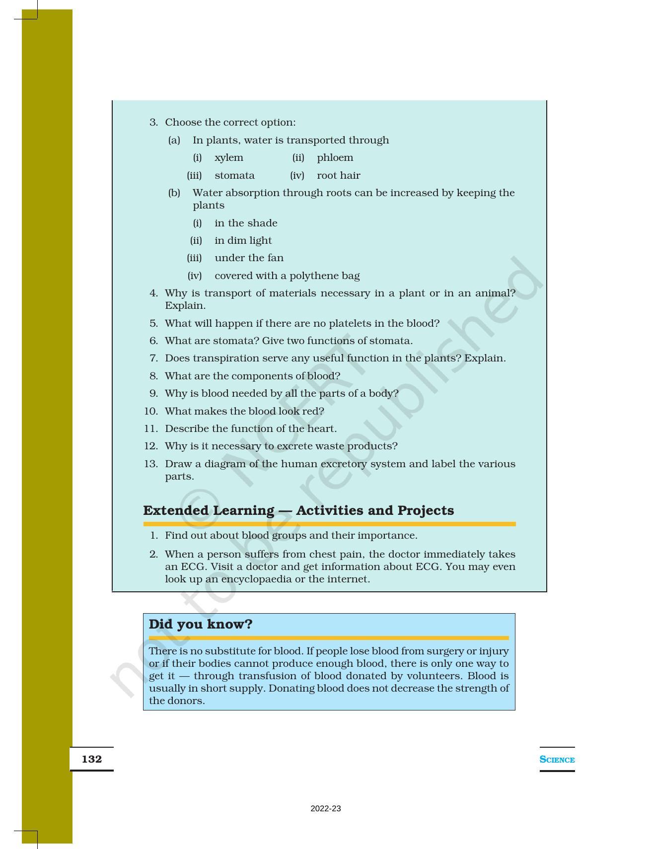 NCERT Book for Class 7 Science: Chapter 11-Transportation in Animals ...