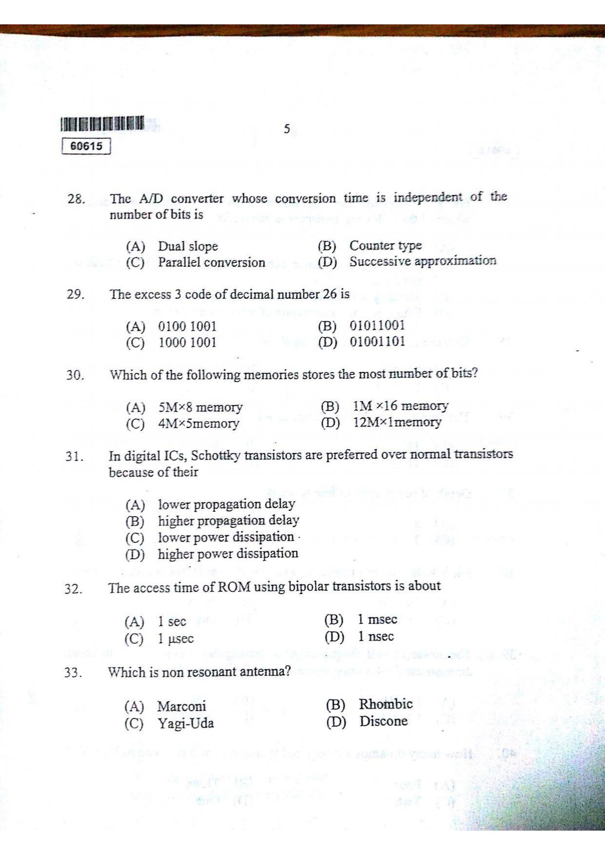 CUSAT CAT 2015 Electronic Science Question Paper - IndCareer Docs